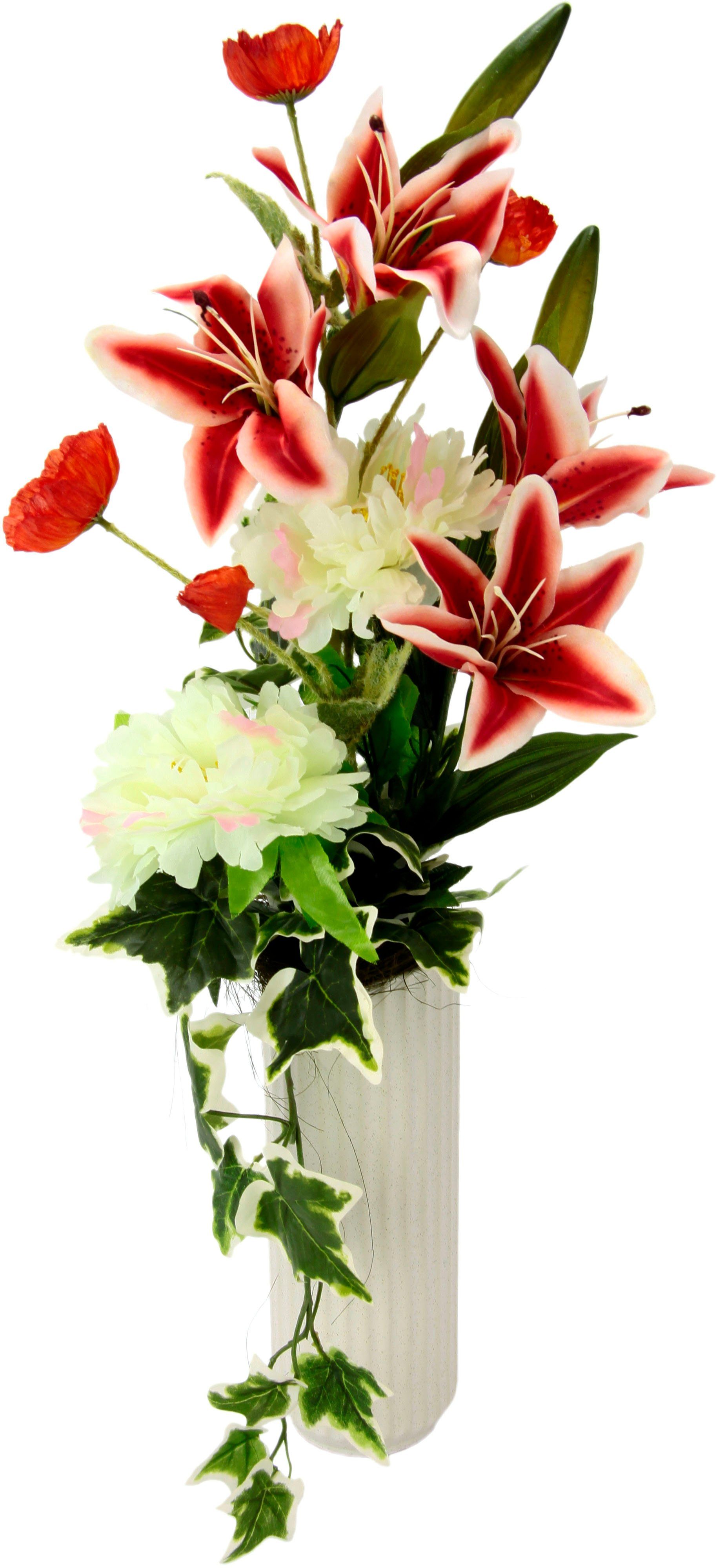 Kunstblume Arrangement Liliepfingstrose Igea Höhe 63 Cm Vase Aus
