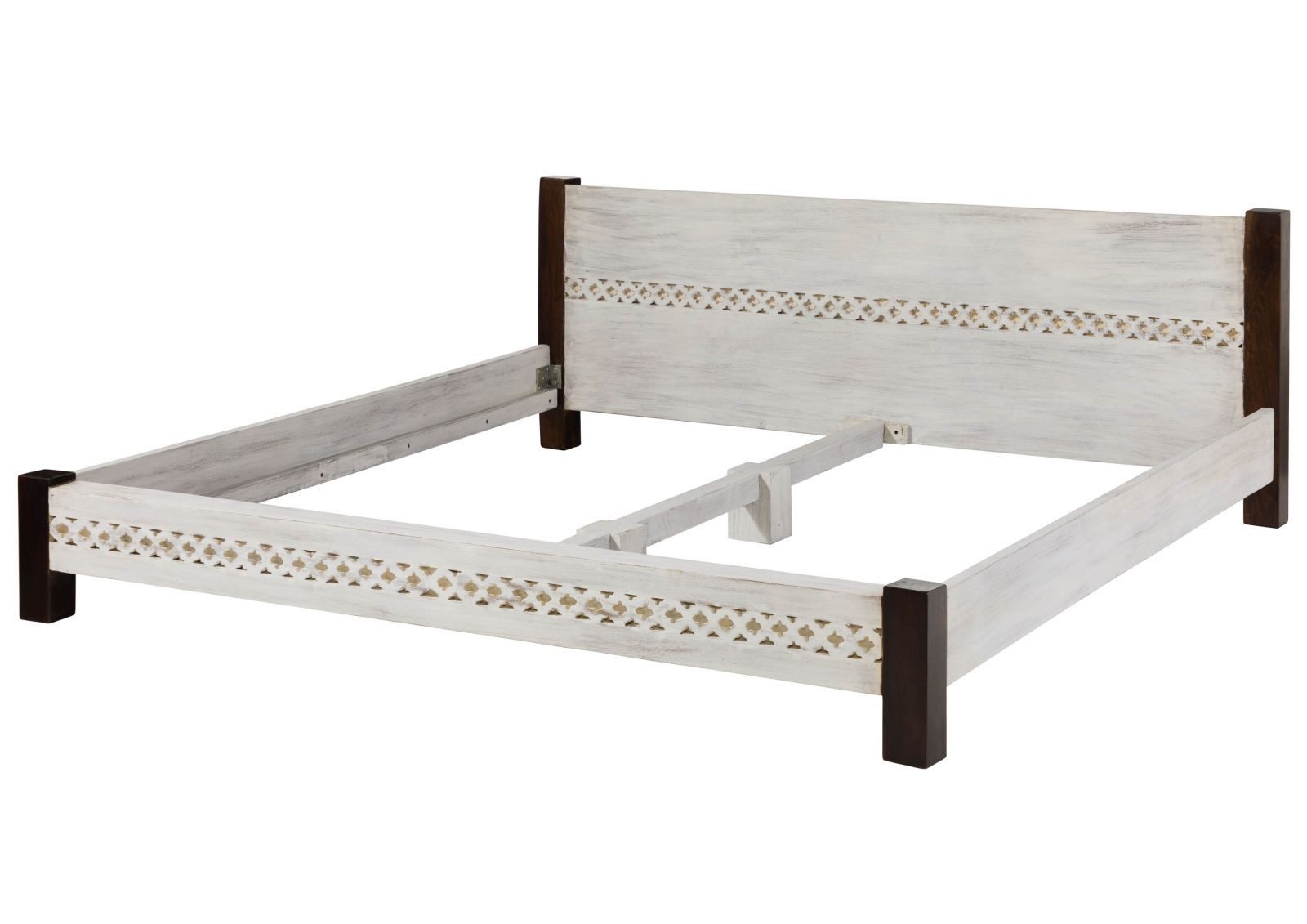 Massivmoebel24 Massivholzbett Bett Mango Akazie 180x200x75 Weiß