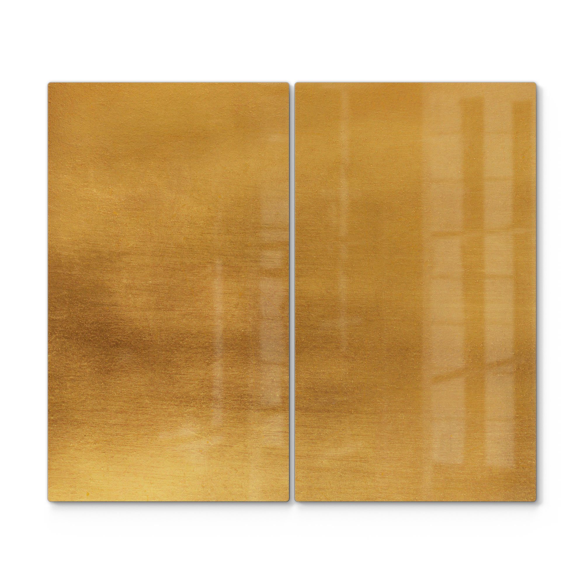 Deqori Herdblende Abdeckplatte Gebürstetes Goldblech Glas 2 Tlg