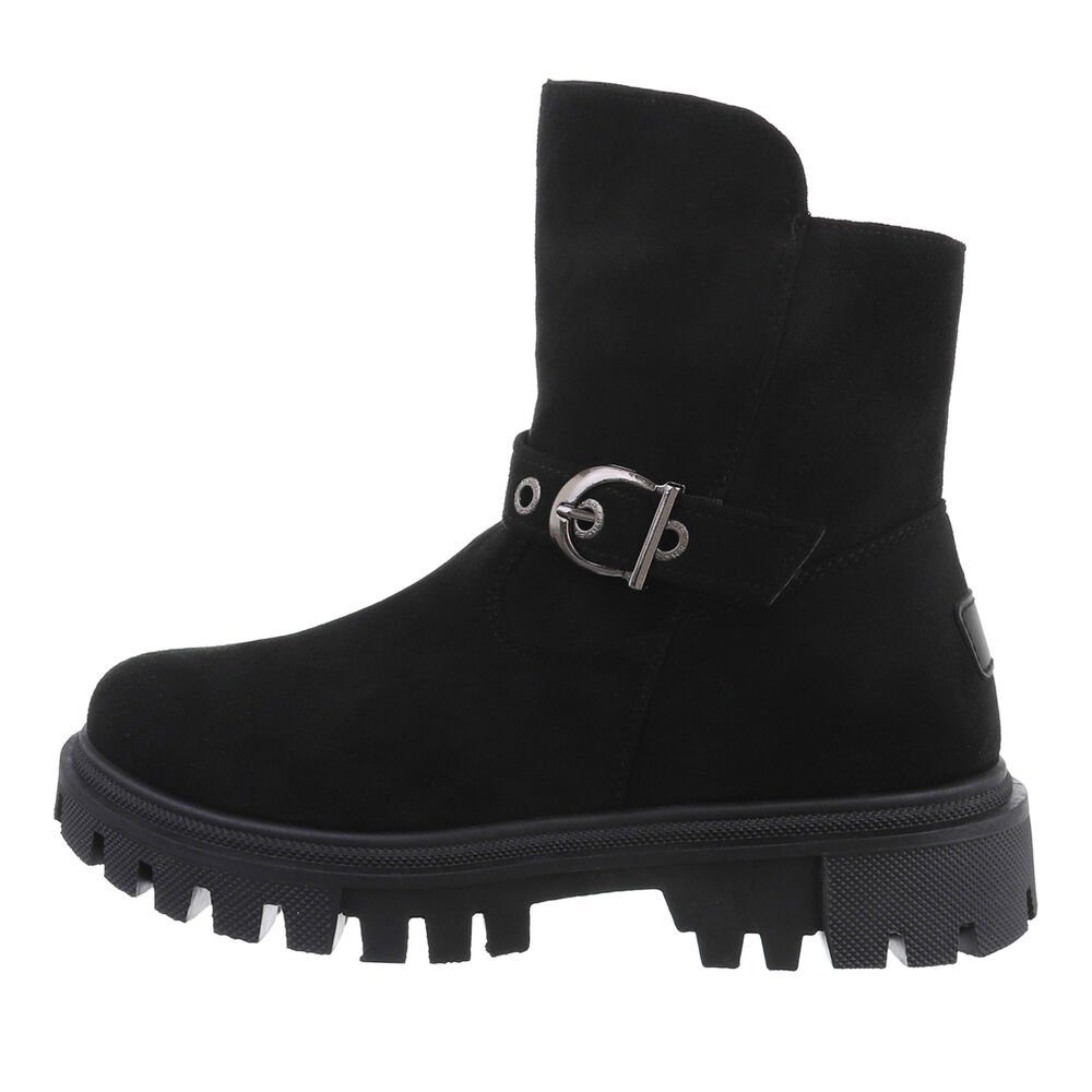 Ital Design Damen Freizeit Stiefelette Blockabsatz Plateaustiefeletten