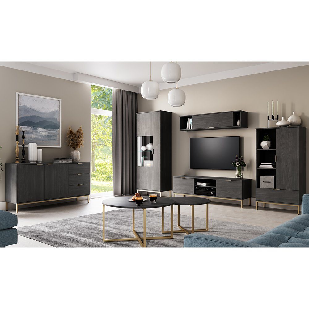 Lomadox Wohnwand Peria 132 7 St 7 Tlg Inkl Led