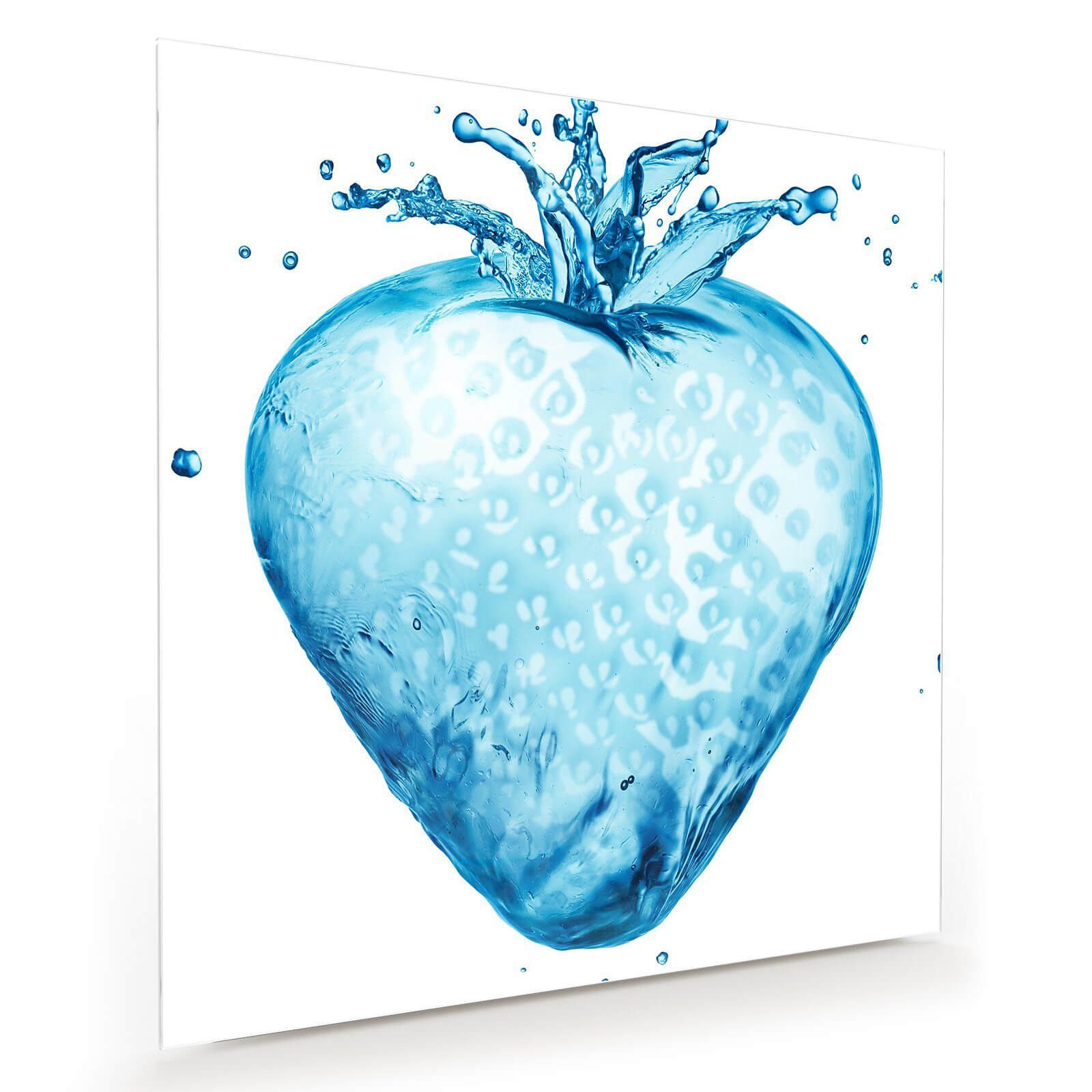 Primedeco Glasbild Wandbild Quadratisch Erdbeere Aus Wasser Mit