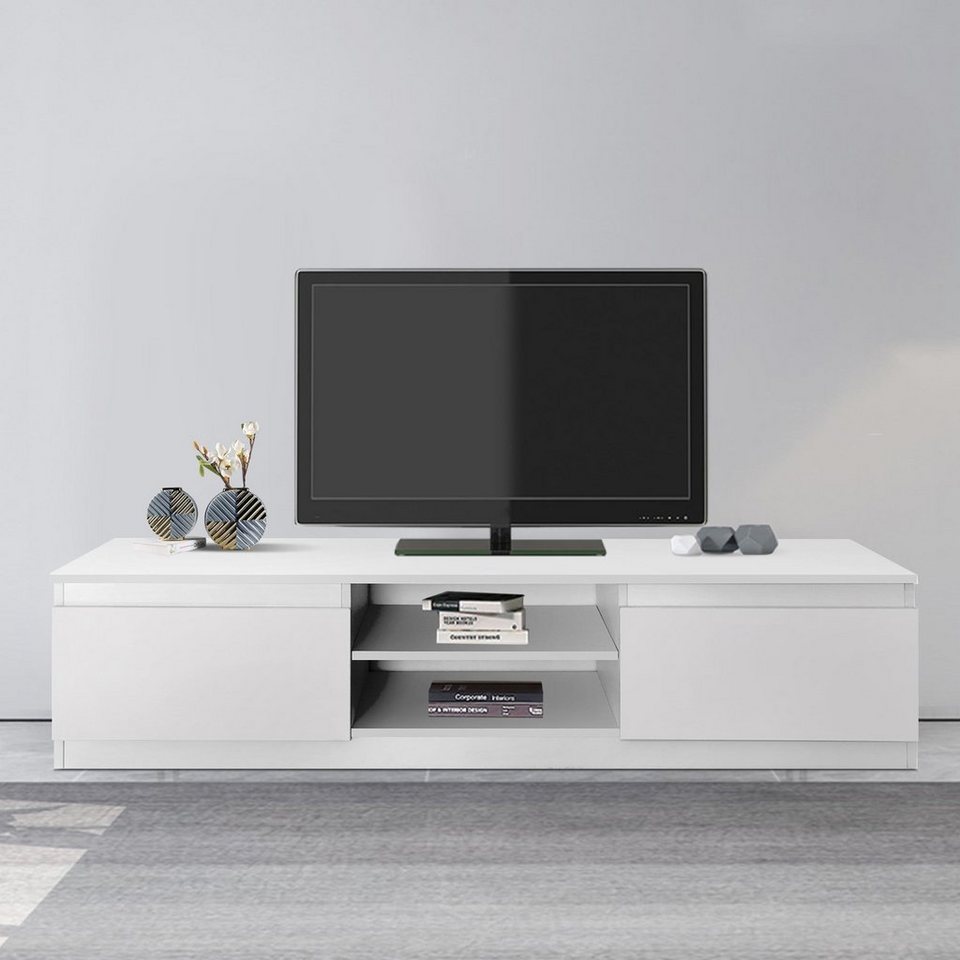 Ml Design Lowboard Tv Lowboard Aus Holz Mit Stauraum 2 Klapptüren Und