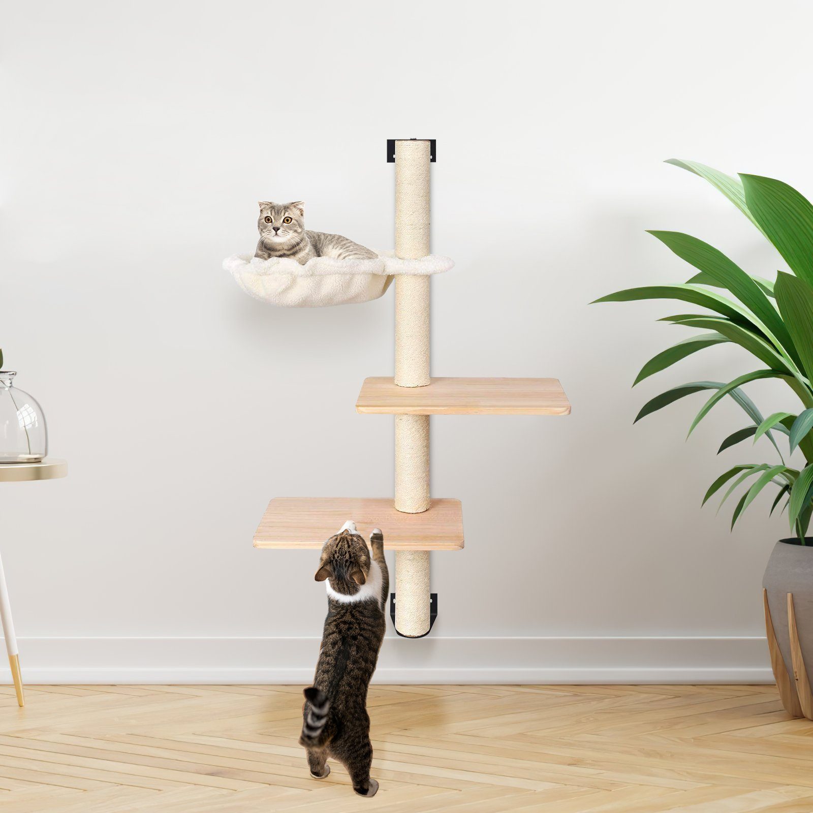 TLGREEN Katzen-Kletterwand Kratzbaum Wandmontage 104 cm, Wandkratzbäume