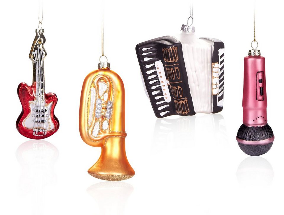BRUBAKER Christbaumschmuck Baumkugel Set Musik Instrumente (4-tlg ... BRUBAKER Christbaumschmuck Baumkugel Set Musik Instrumente (4-tlg ...