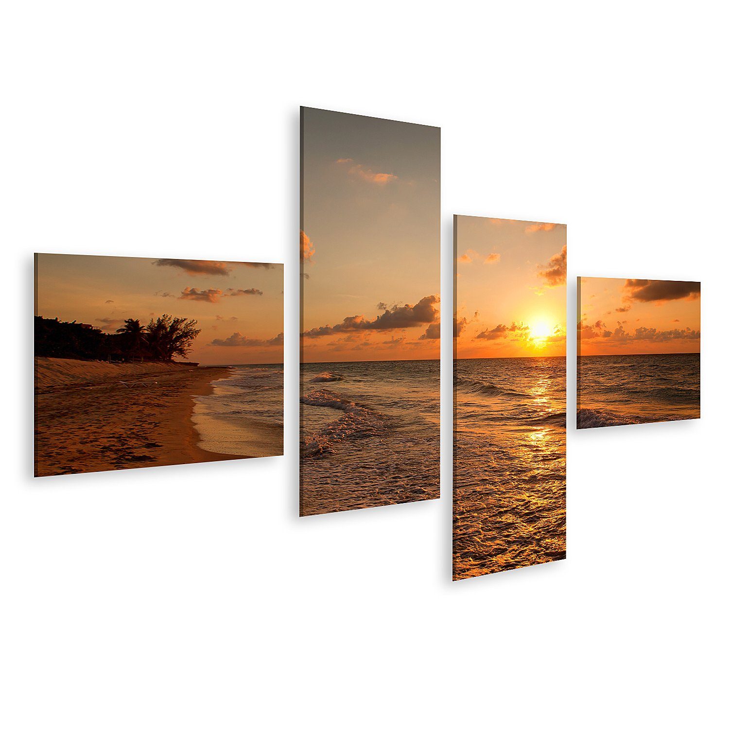 islandburner Leinwandbild Bild auf Leinwand Strand bei Sonnenuntergang Varadero Kuba Wandbild Po