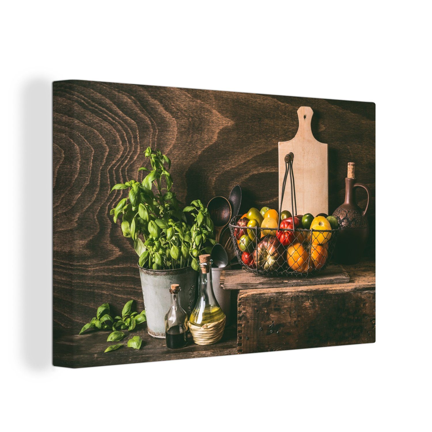Onemillioncanvasses® Leinwandbild Gemüse Kräuter Rustikal