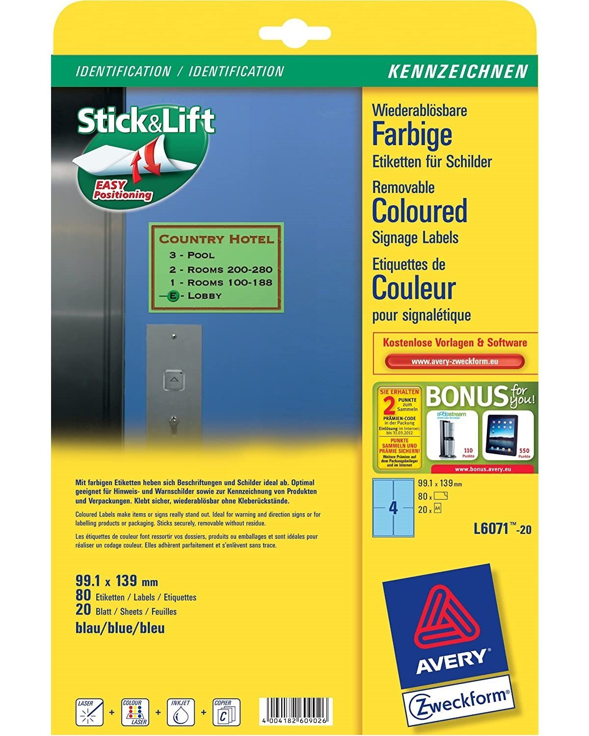 Avery Zweckform Etiketten 80x Etiketten Wiederablösbar Blau 99,1x139mm ...