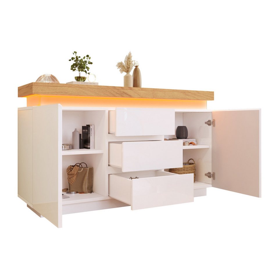Modfu Sideboard Mit Großen Stauraum Mehrzweckschrank 1 St 2 Türen