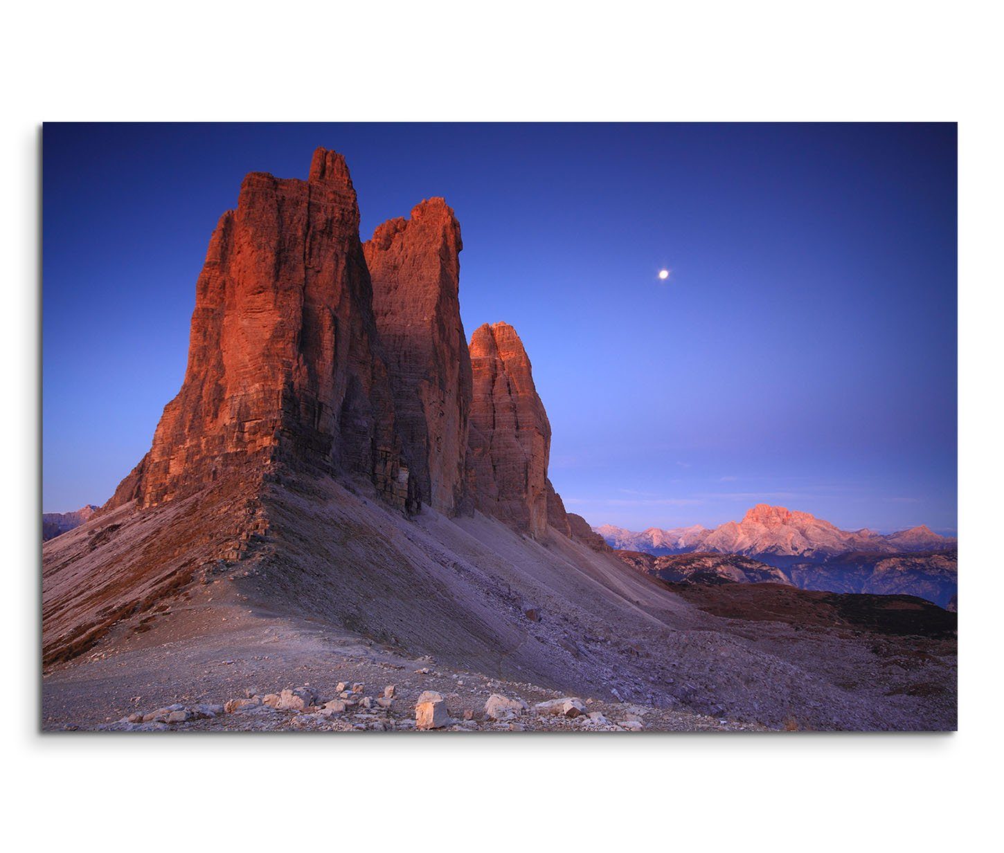 Sinus Art Leinwandbild 120x80cm Wandbild Italien Alpen Dolomiten Fels Sonnenaufgang
