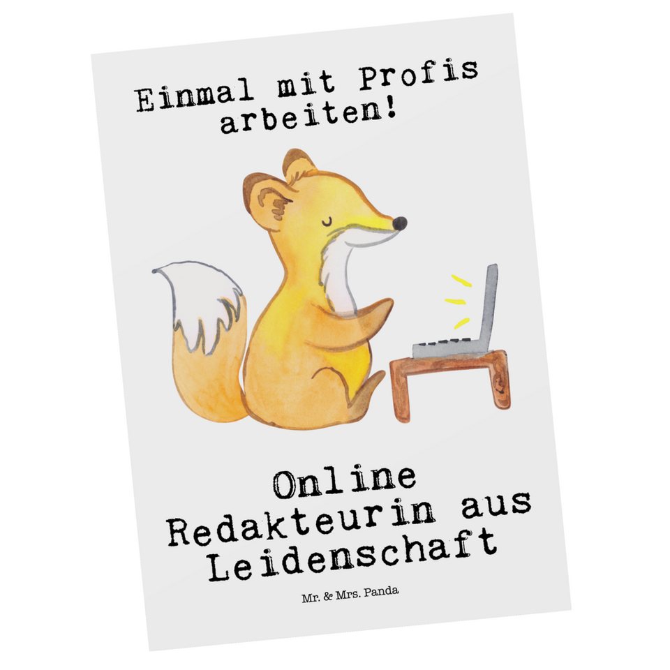 Mr. & Mrs. Panda Postkarte »Online Redakteurin aus Leidenschaft - Weiß ... Mr. & Mrs. Panda Postkarte »Online Redakteurin aus Leidenschaft - Weiß ...