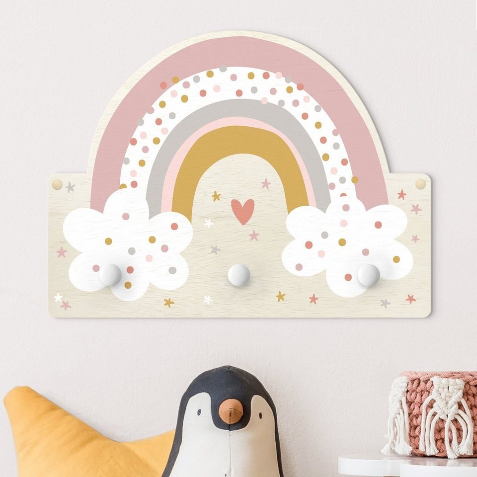 Bilderdepot24 Garderobenpaneel Rosa Muster Weltall Himmel Sterne