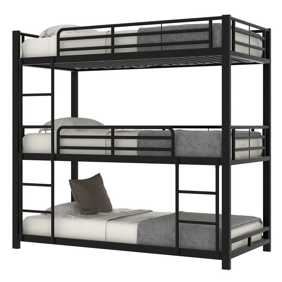 Rutaqian Etagenbett Bettgestell 90x200cm Metallbett Eisenbett