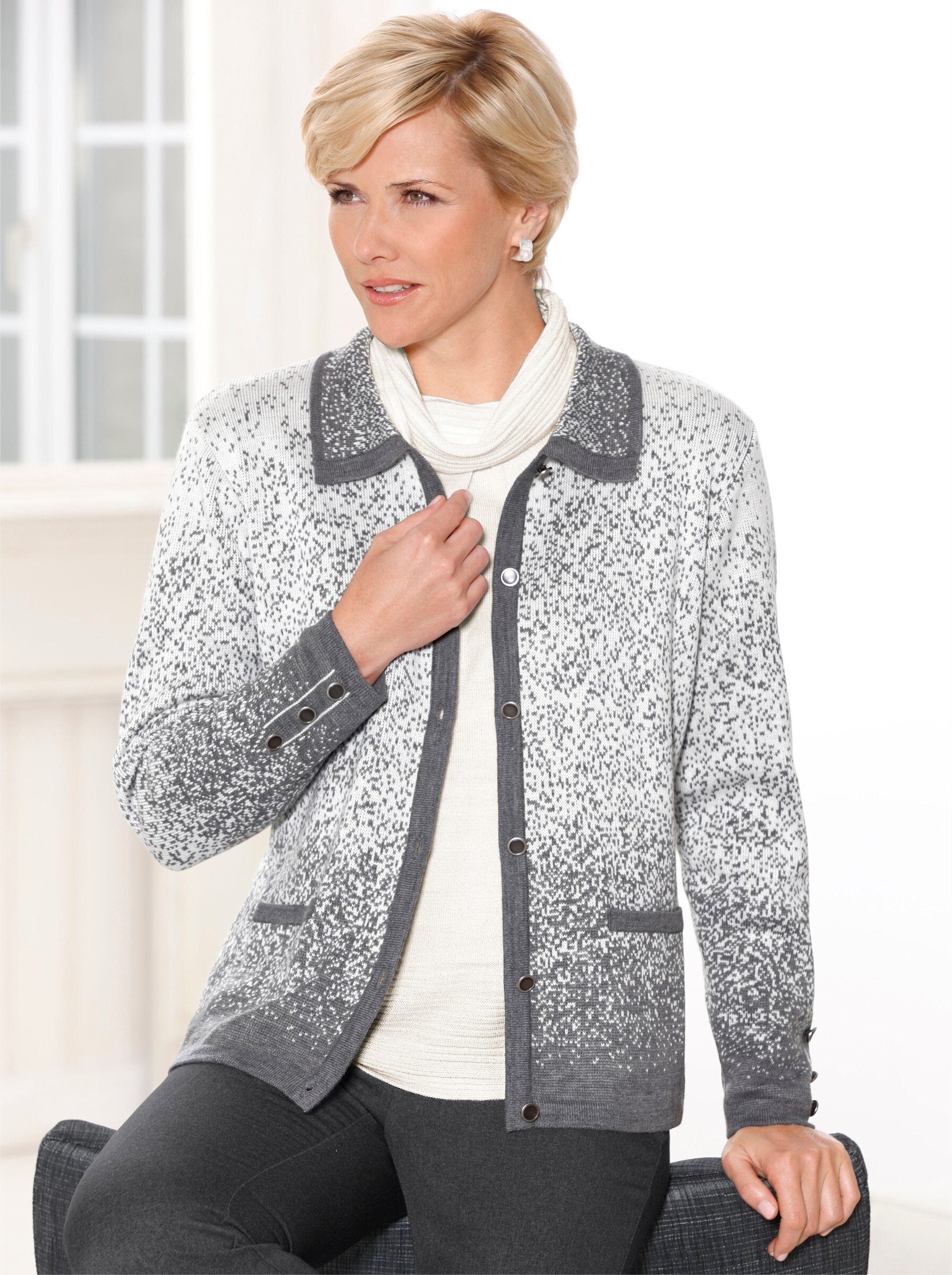 Witt Strickjacke Jacquardstrickjacke, Knopfverschluss
