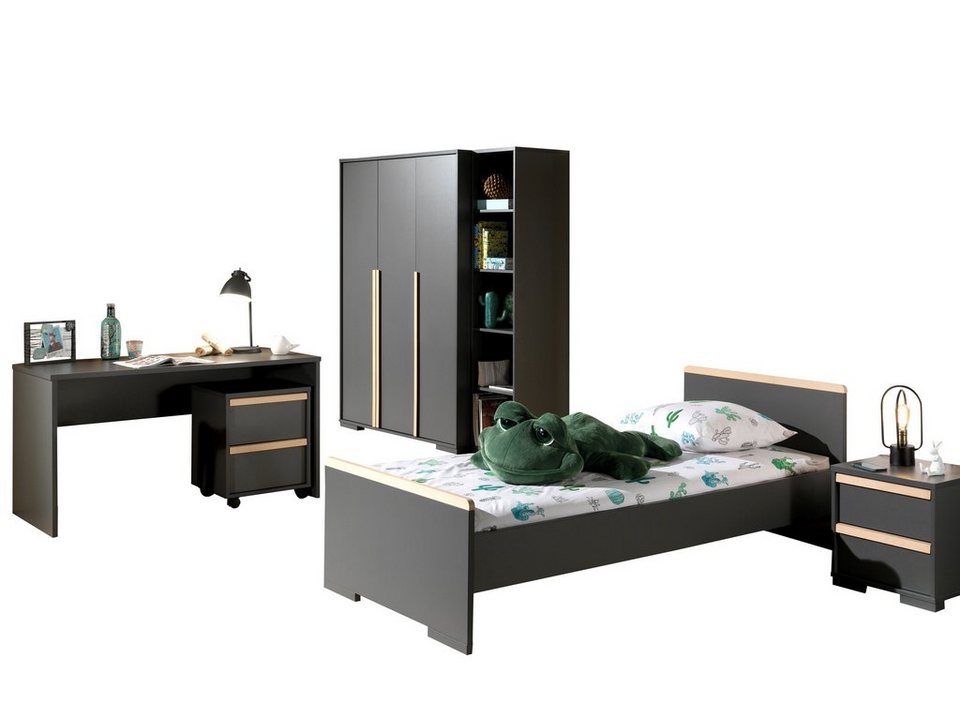 Möbelando Jugendzimmer Set In Anthrazitbuche Mit 4 Schubladen