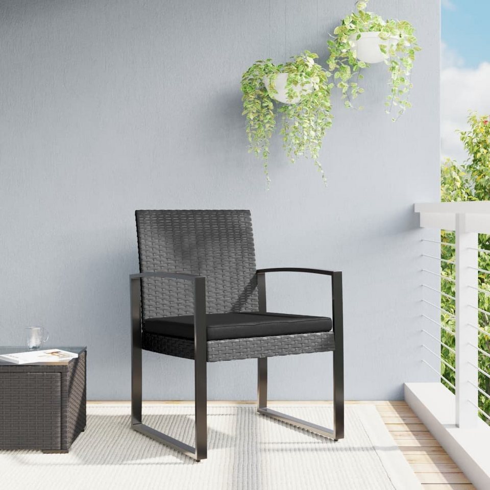Vidaxl Gartenstuhl Garten Esszimmerstühle 2 Stk Dunkelgrau Pp Rattan