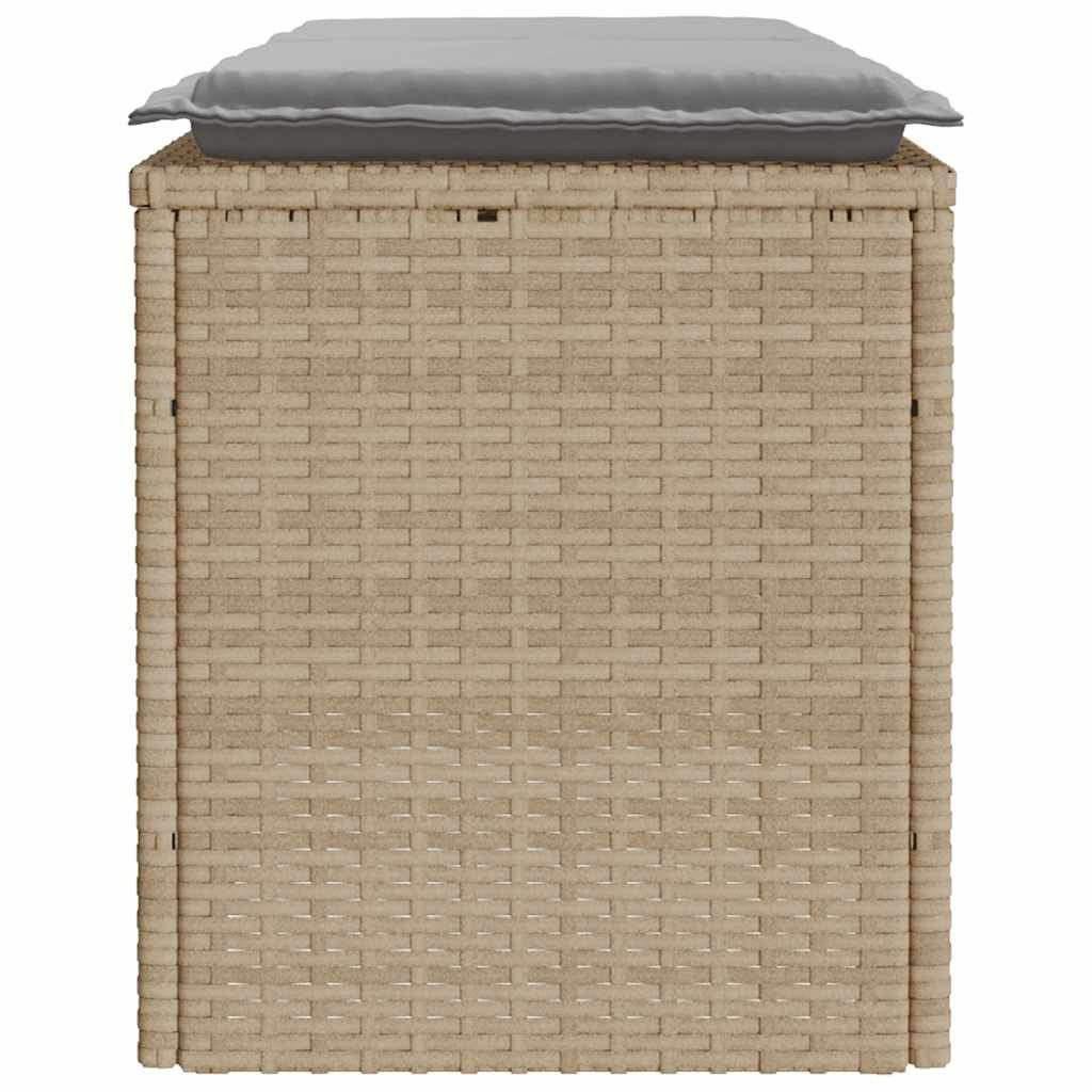 vidaXL Gartenbank Gartenbank mit Kissen Beige 110x40x44 cm Poly Rattan ...