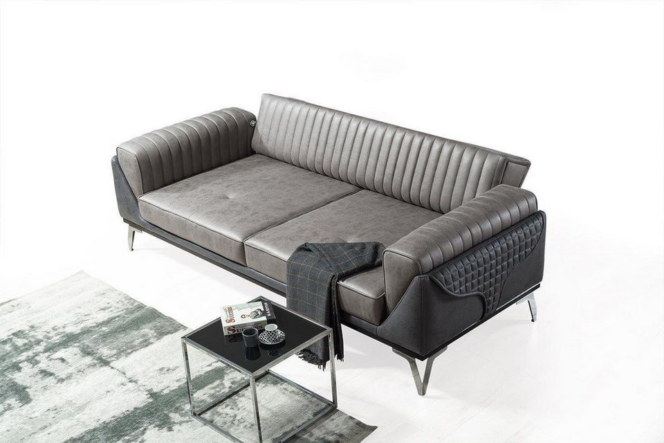 Xlmoebel 3 Sitzer Holz Leder Sitzgruppe 3 Platz Couch Holzmöbel Sofas