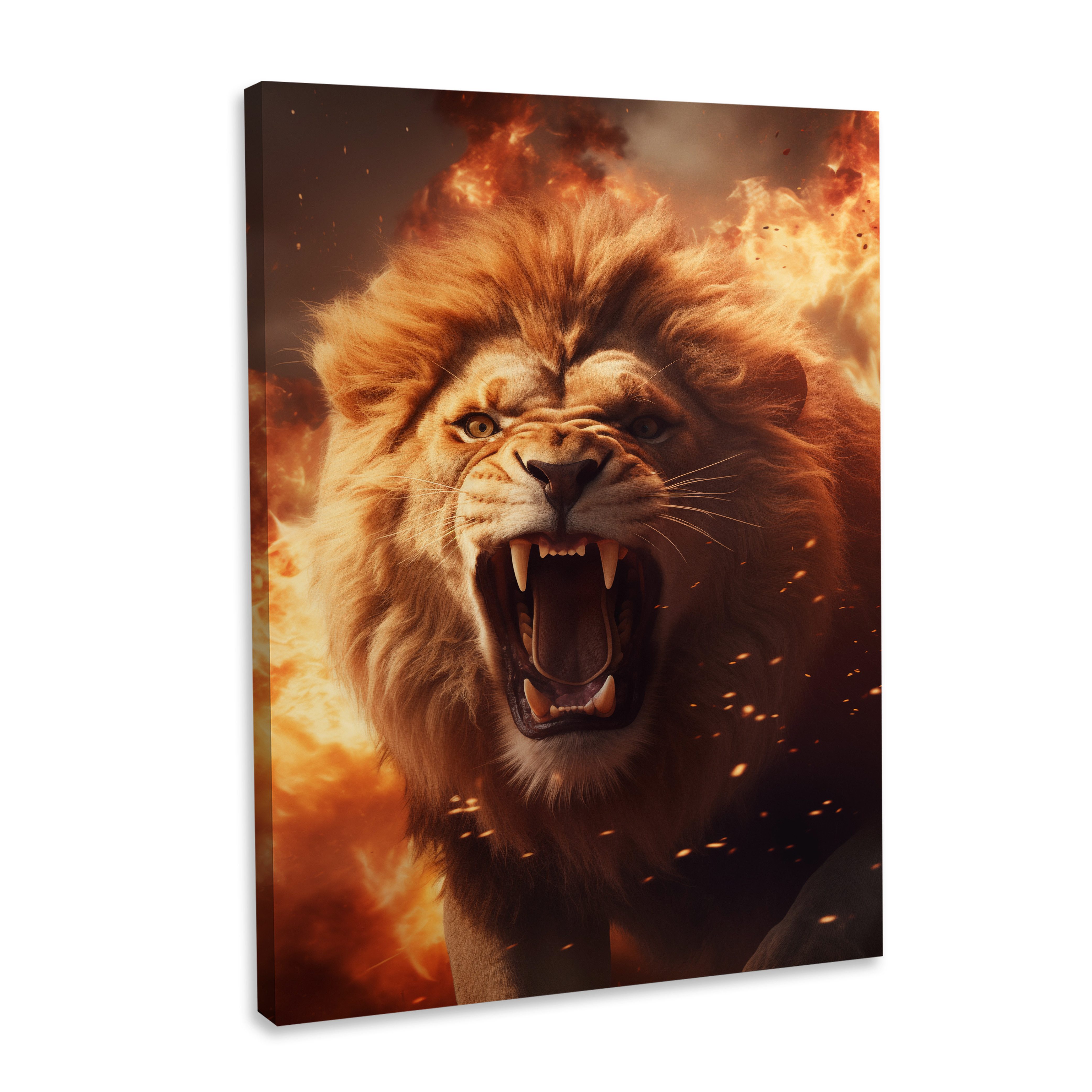 Hustling Sharks Leinwandbild Löwe Bild Als Xxl Leinwandbild Fire Lion