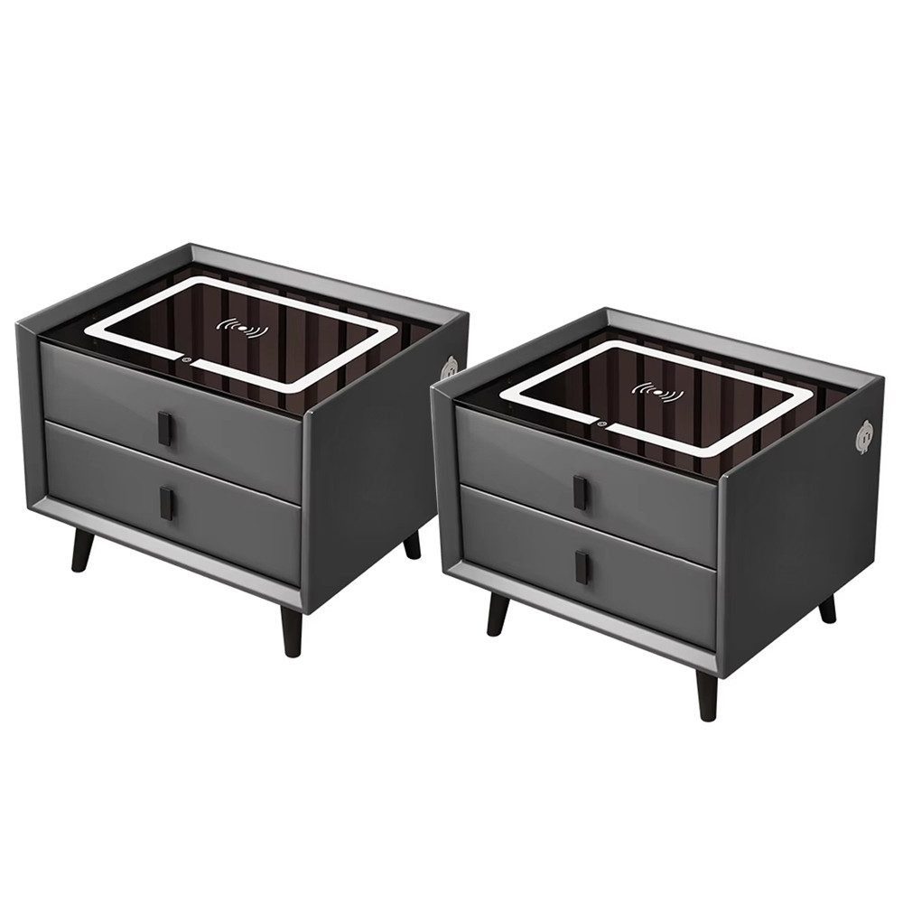 Lovonlive Nachttisch 2er Set Nachttischschrank Mit Smart Wireless