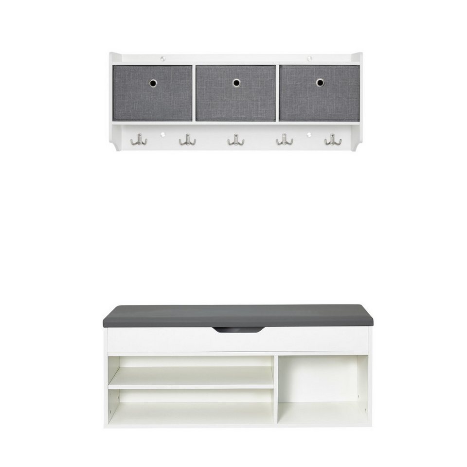 Mondeer Garderoben Set 2 St Garderobe Mit Schuhbank Mit Stoff