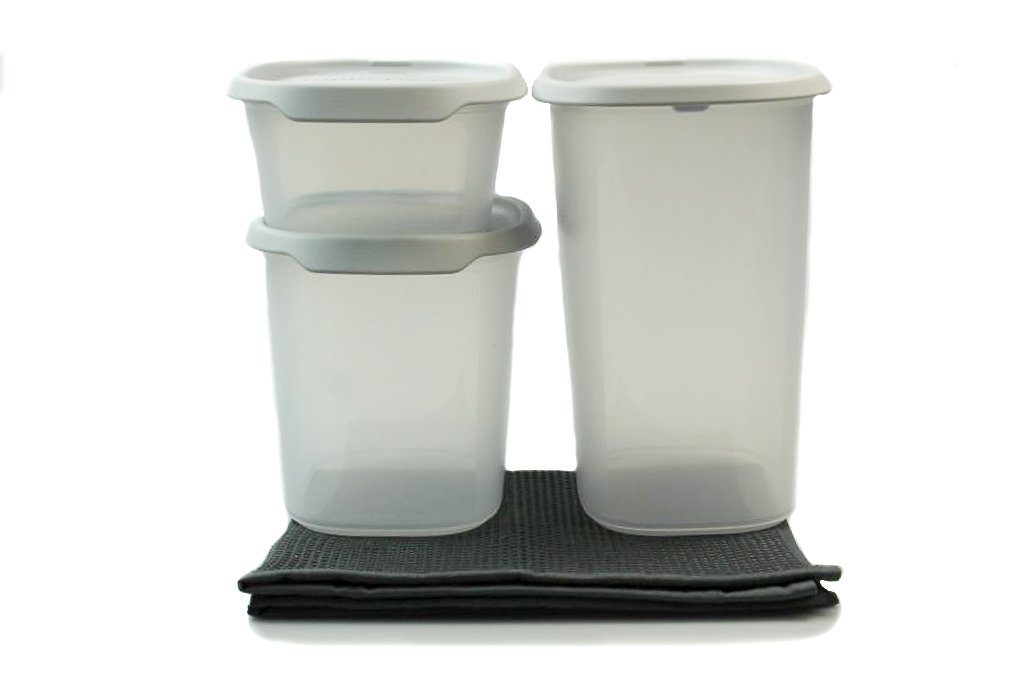 TUPPERWARE Back-Set Eidgenossen 1,8 L + 1,1 L + 540 ml grau + GLASTUCH