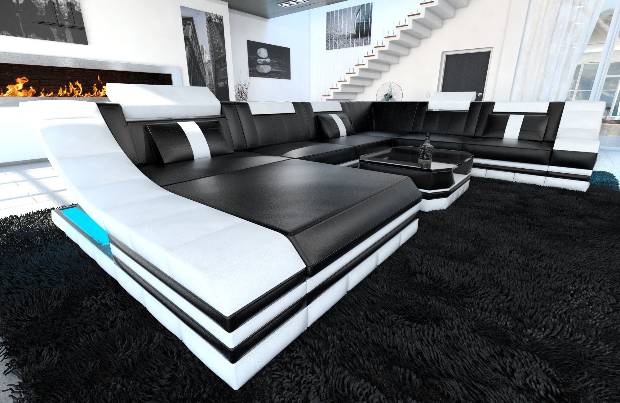 Sofa Dreams Wohnlandschaft Ledercouch Sofa Leder Turino XXL U Form ...