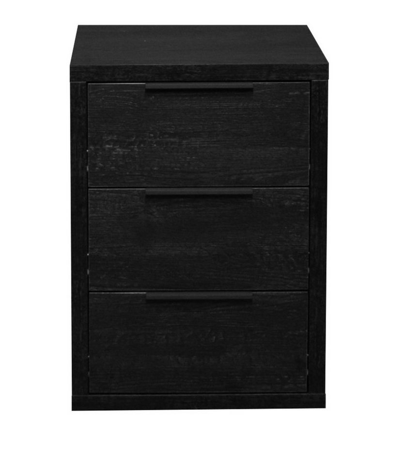 Möbelando Nachtkommode Clyde Bxhxt 49x70x45 Cm In Flamed Wood Black