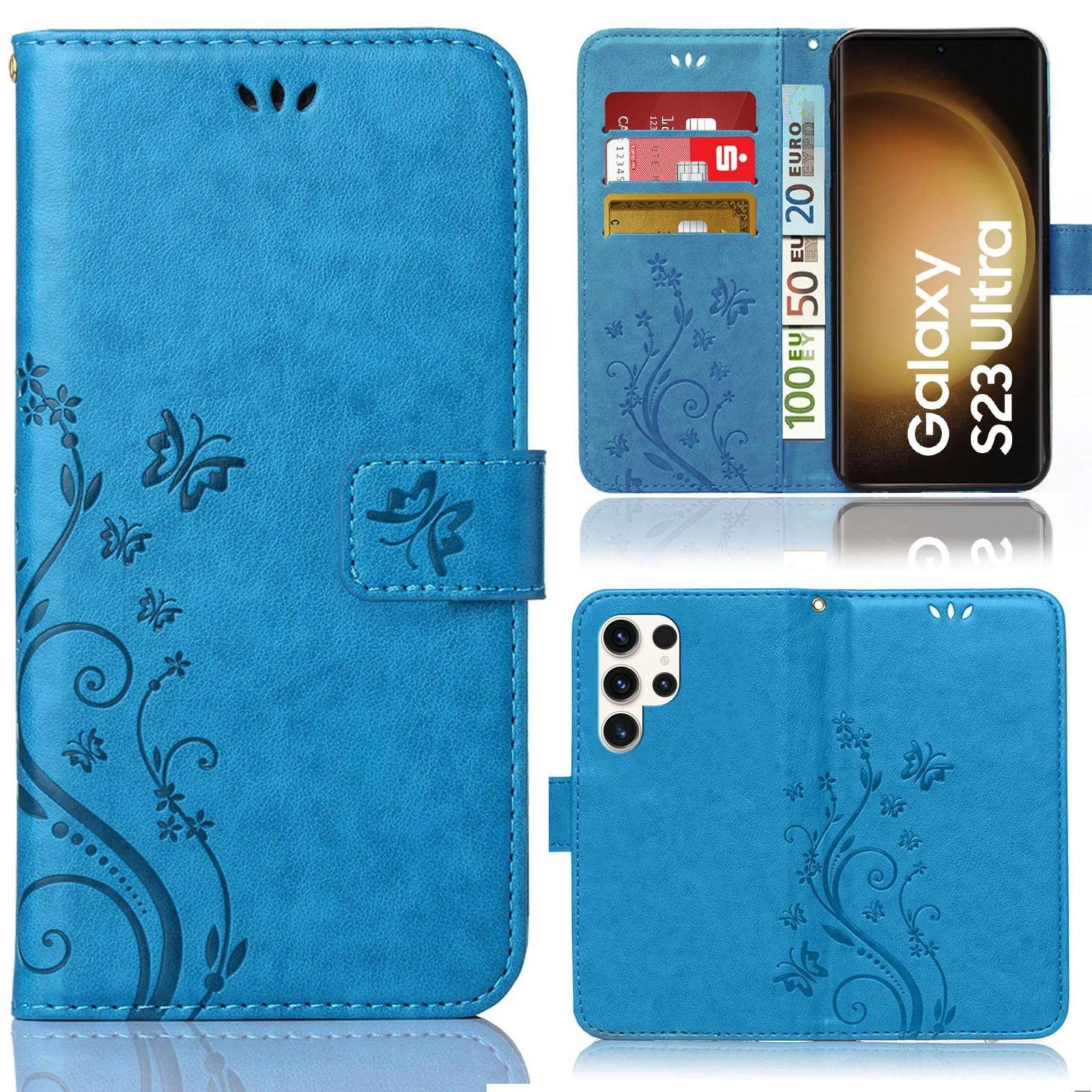 Numerva Handyhülle Bookstyle Flower Für Samsung Galaxy S23 Ultra Handy