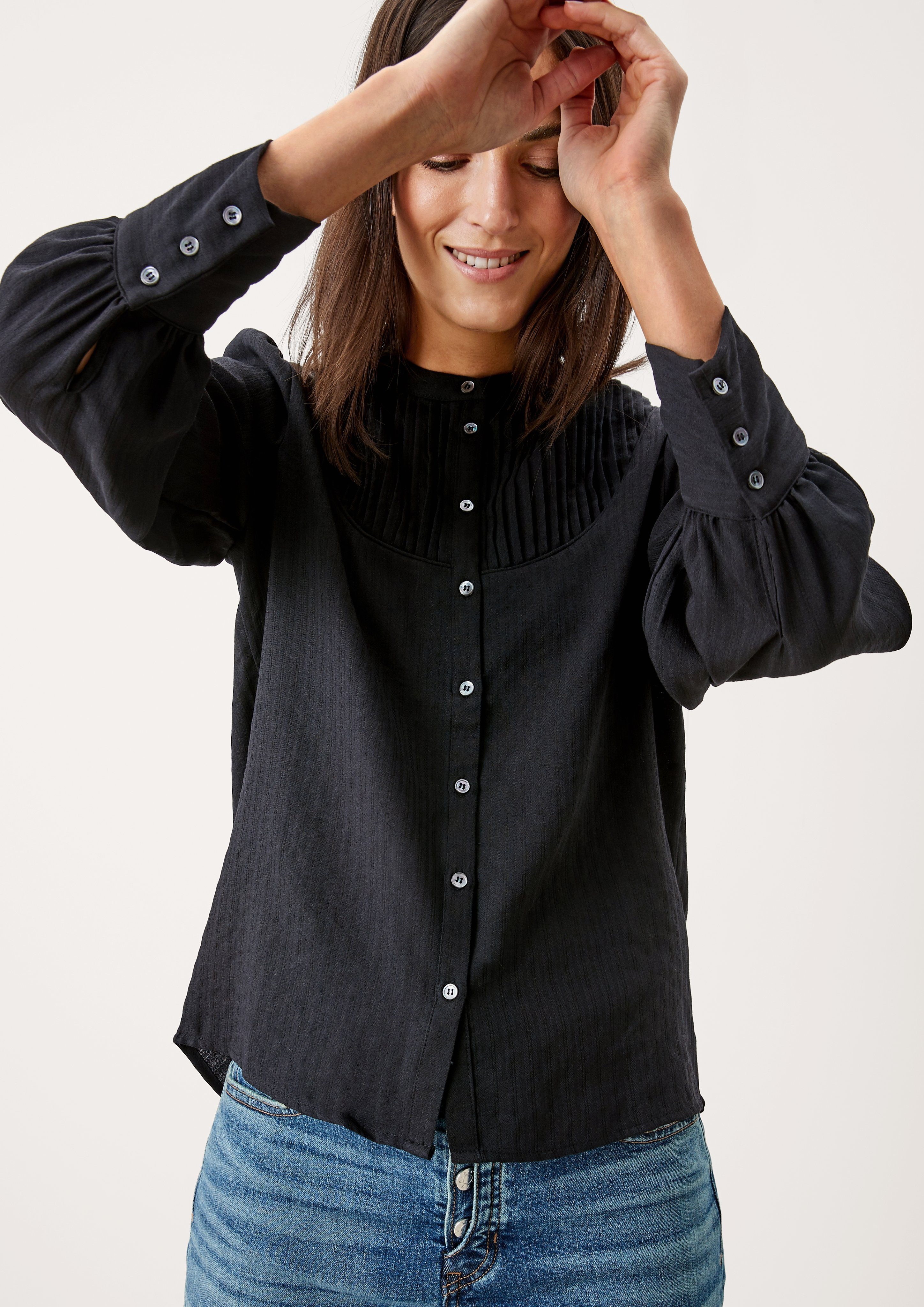 Soliver Langarmbluse Bluse Mit Dobby Struktur Raffung Online Kaufen