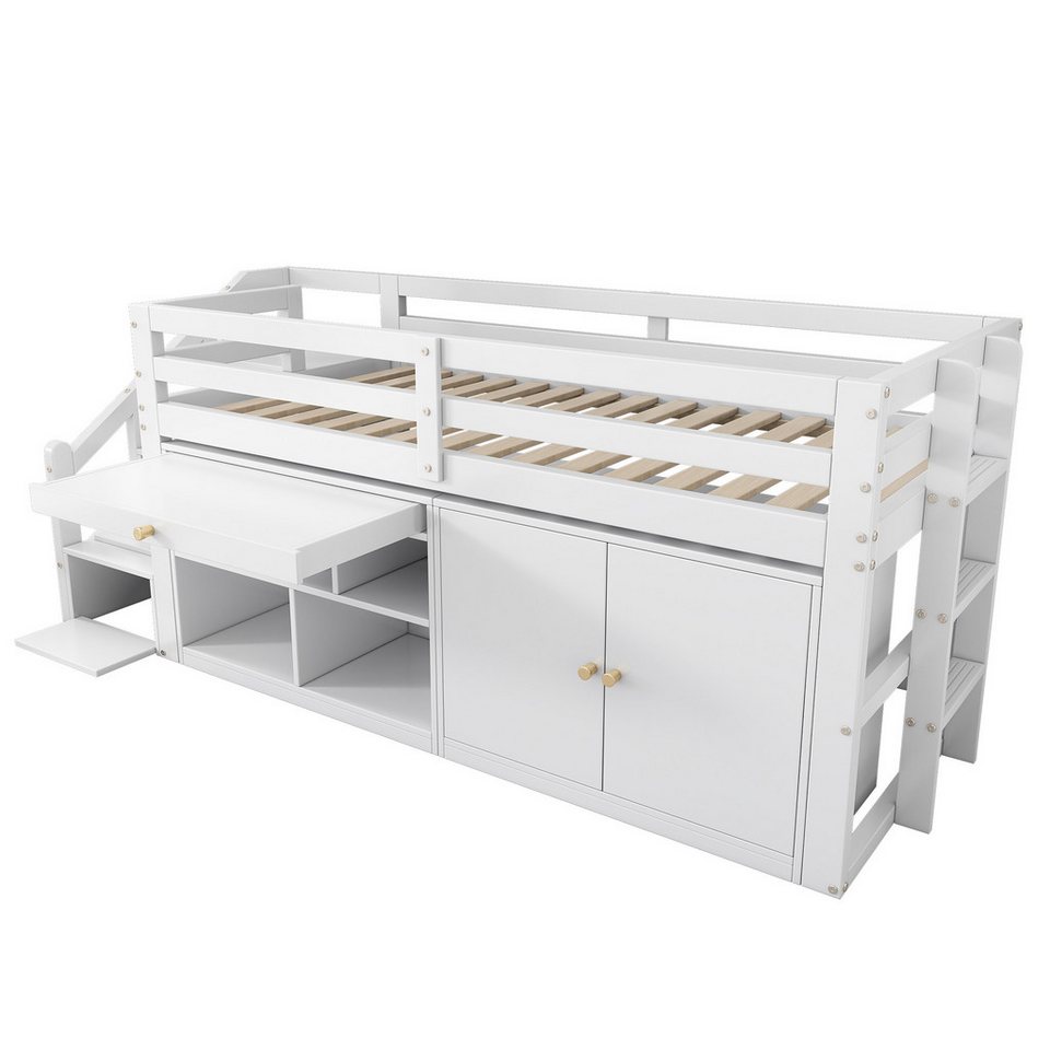 Rutaqian Kinderbett Multifunktionales Kinderbett Aus Holzmit Treppe