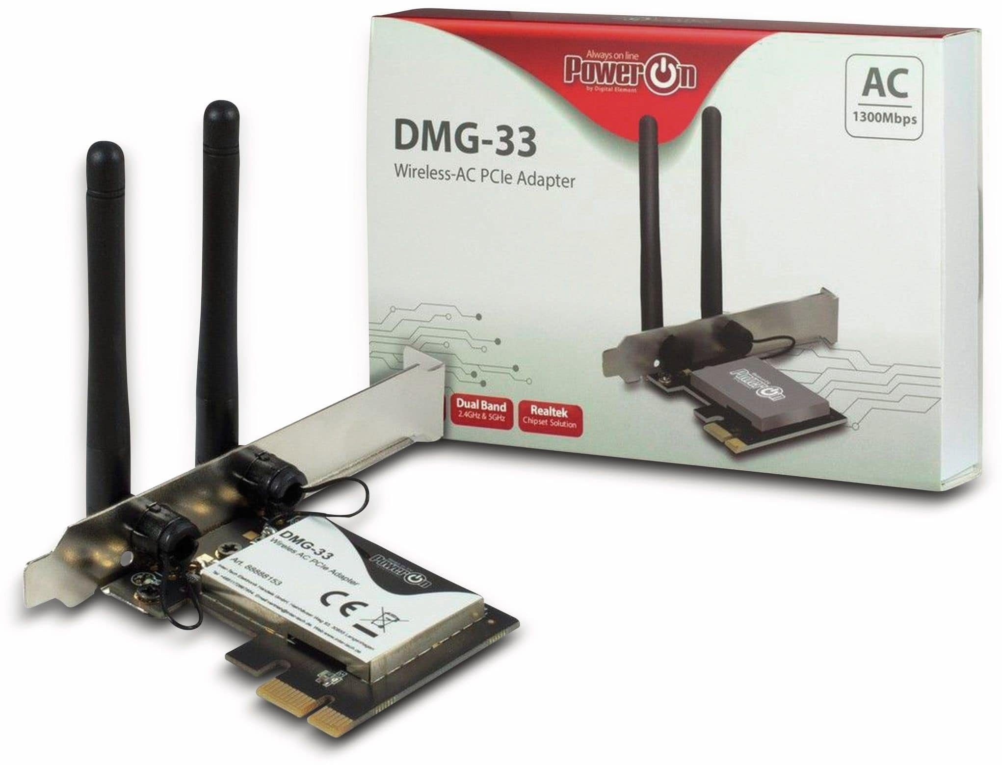 Inter-Tech INTER-TECH WLAN PCIe-Card DMG-33, 1300 Mbps Netzwerk-Adapter