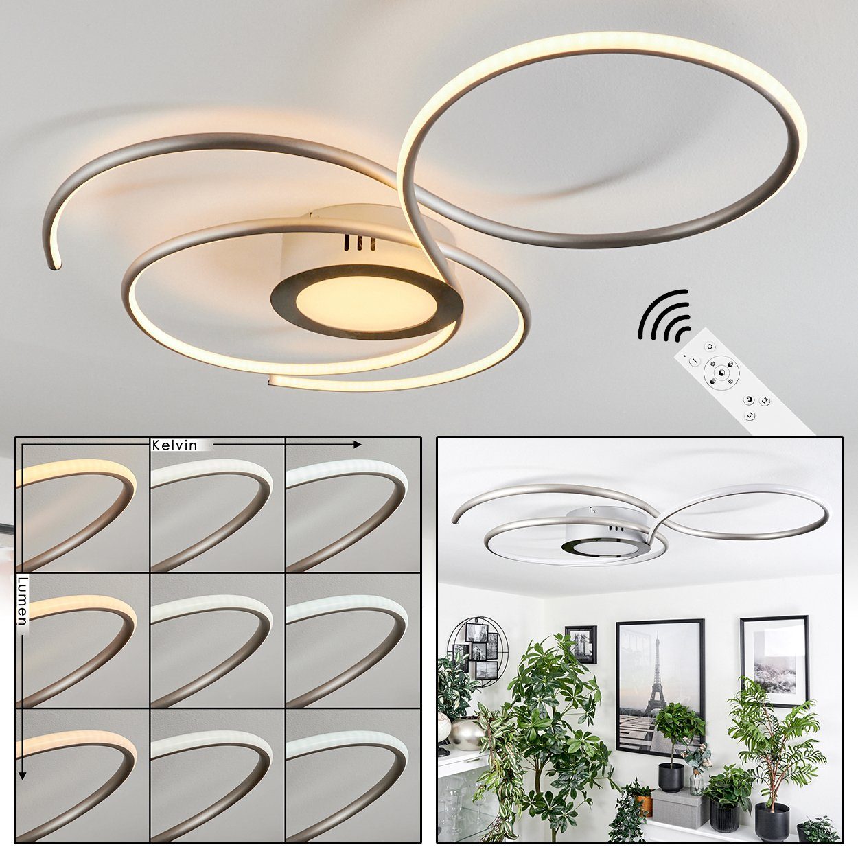 Hofstein Deckenleuchte Dimmbare Deckenlampe Aus Metallkunststoff In