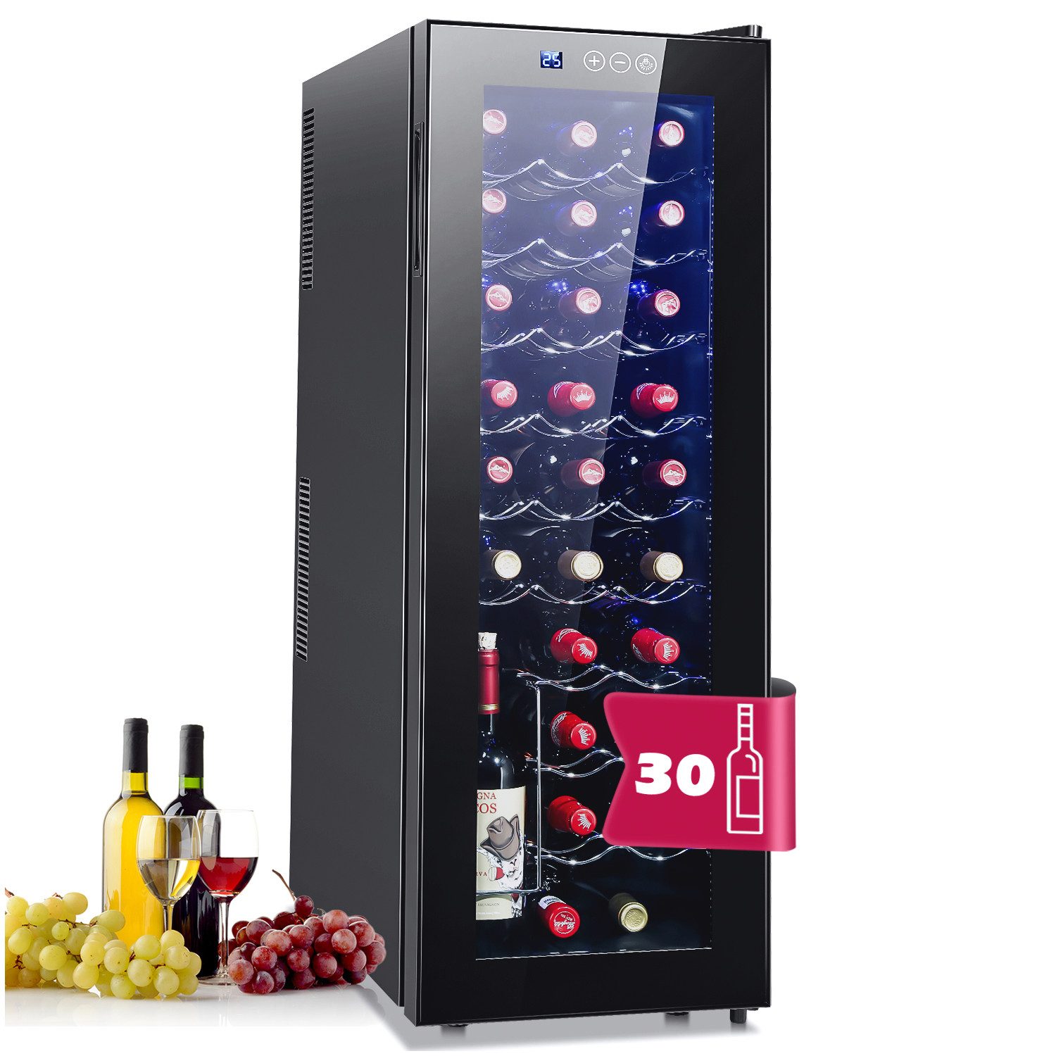oyajia Weinkühlschrank Weinkühlschrank 78L für 30 Standardflaschen á 0,75l,Wein ...
