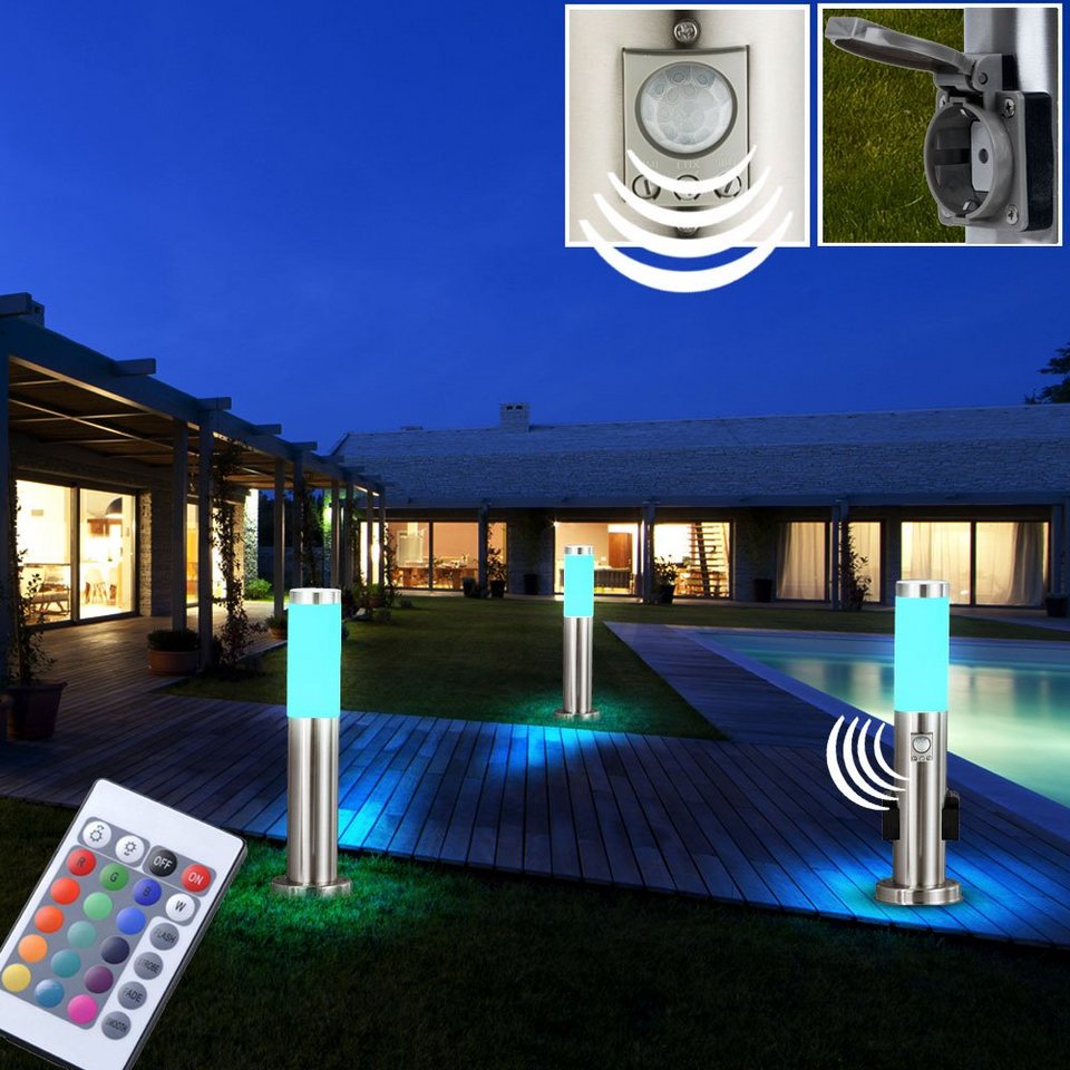Etc Shop Led Außen Stehlampe 3er Set Rgb Led Außen Leuchten Dimmer
