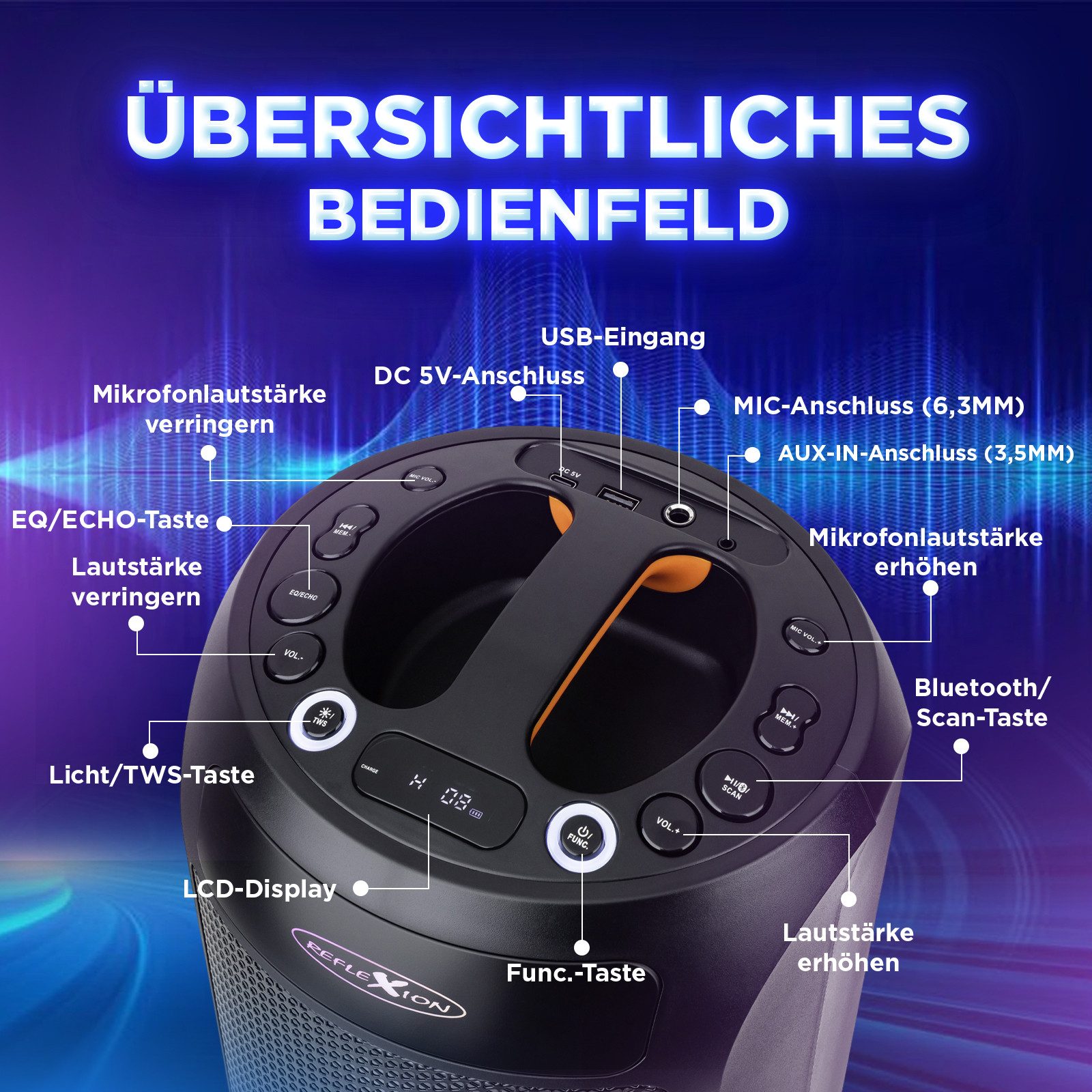 Reflexion PSX30BT Lautsprecher mit LED-Flammenlicht Bluetooth-Lautsprecher (Bluetooth, 240 W ...