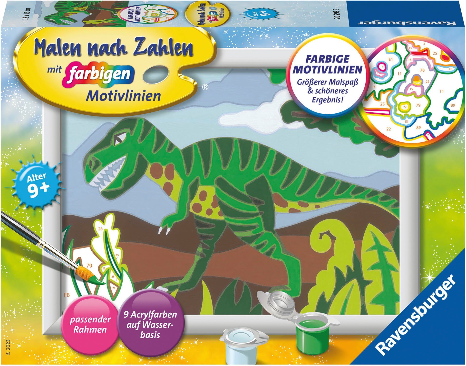 Ravensburger Malen nach Zahlen Hungriger Dinosaurier, Made in Europe; FSC® - schützt Wald ...
