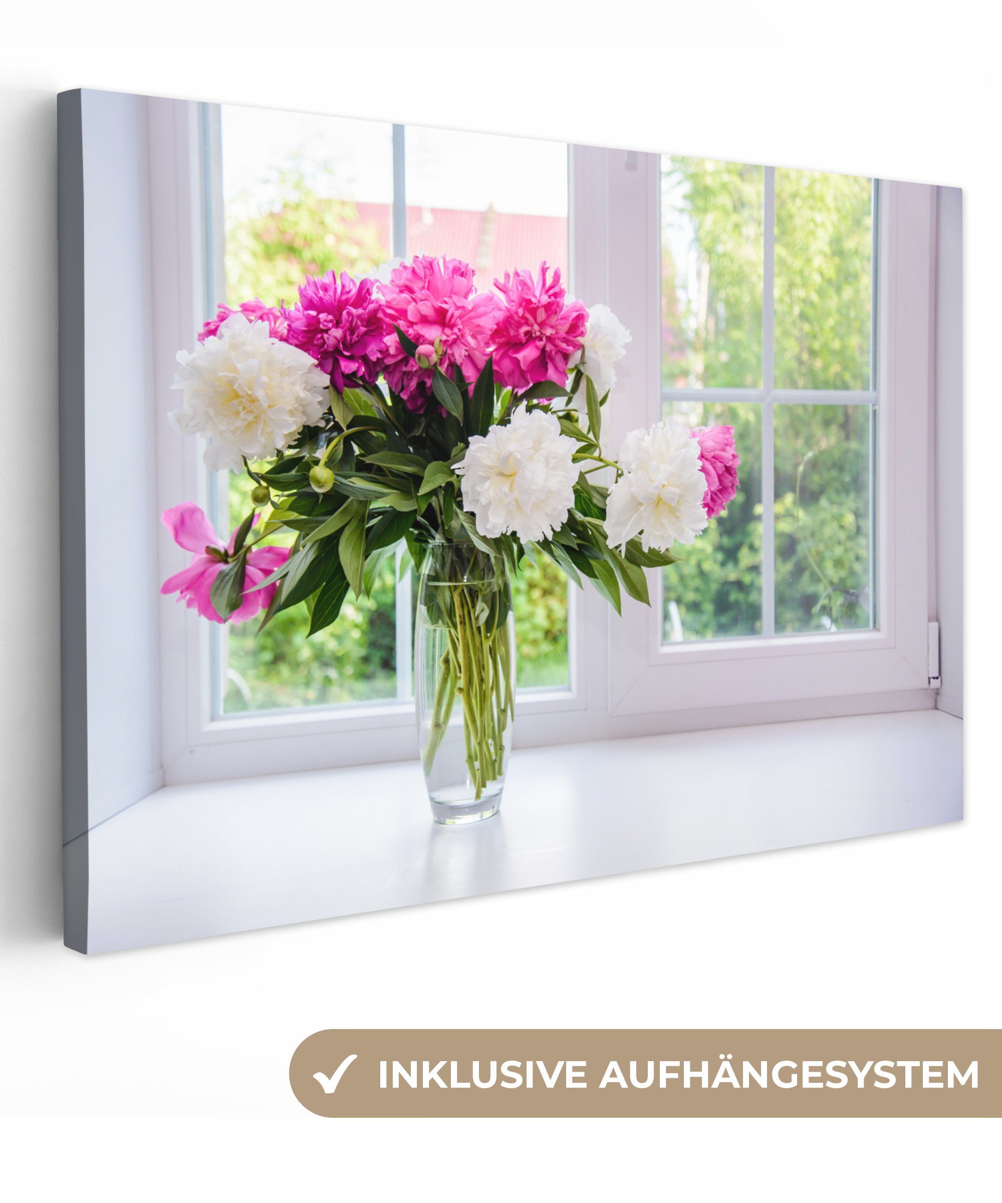 Onemillioncanvasses® Leinwandbild Blumen Pfingstrosen Vase 1 St