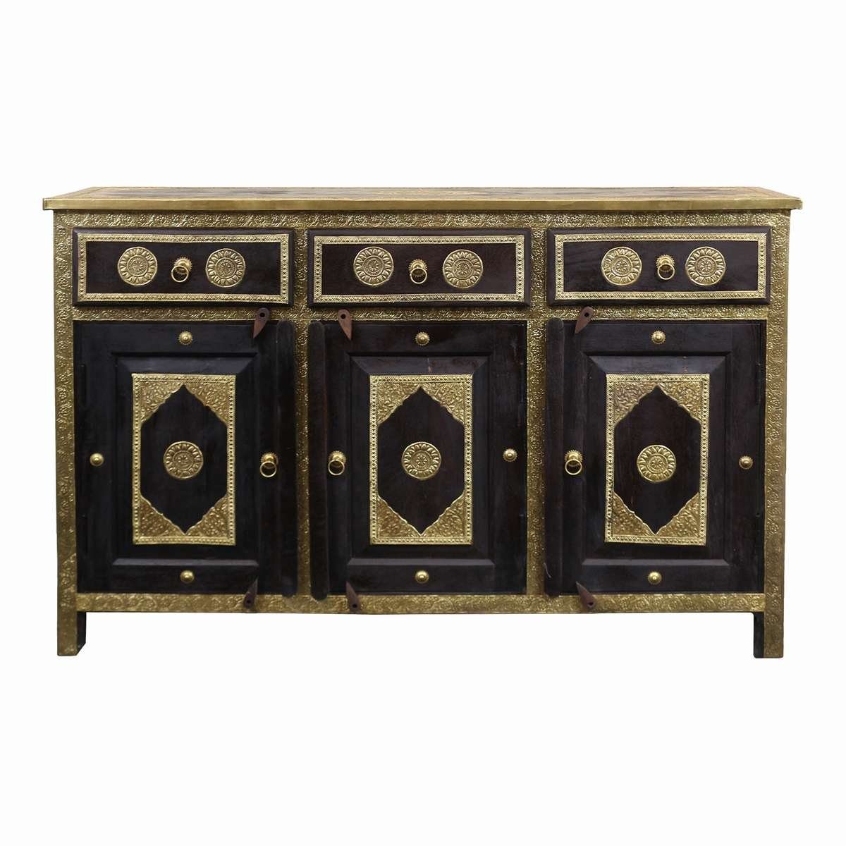 Oriental Galerie Unterschrank Braun Gold Sideboard Vimal Indien 140 Cm