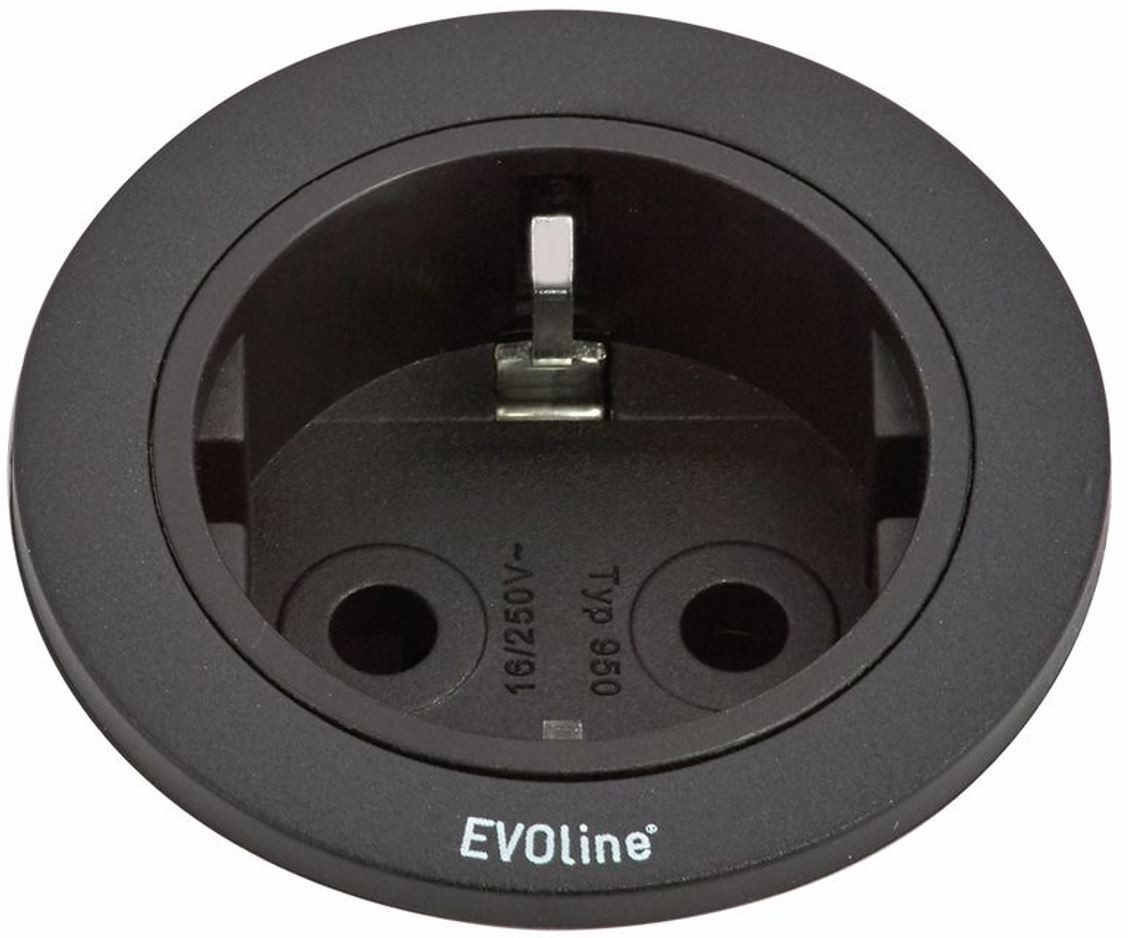 Evoline Steckdose One Einzelsteckdose Ring schwarz, 7053180