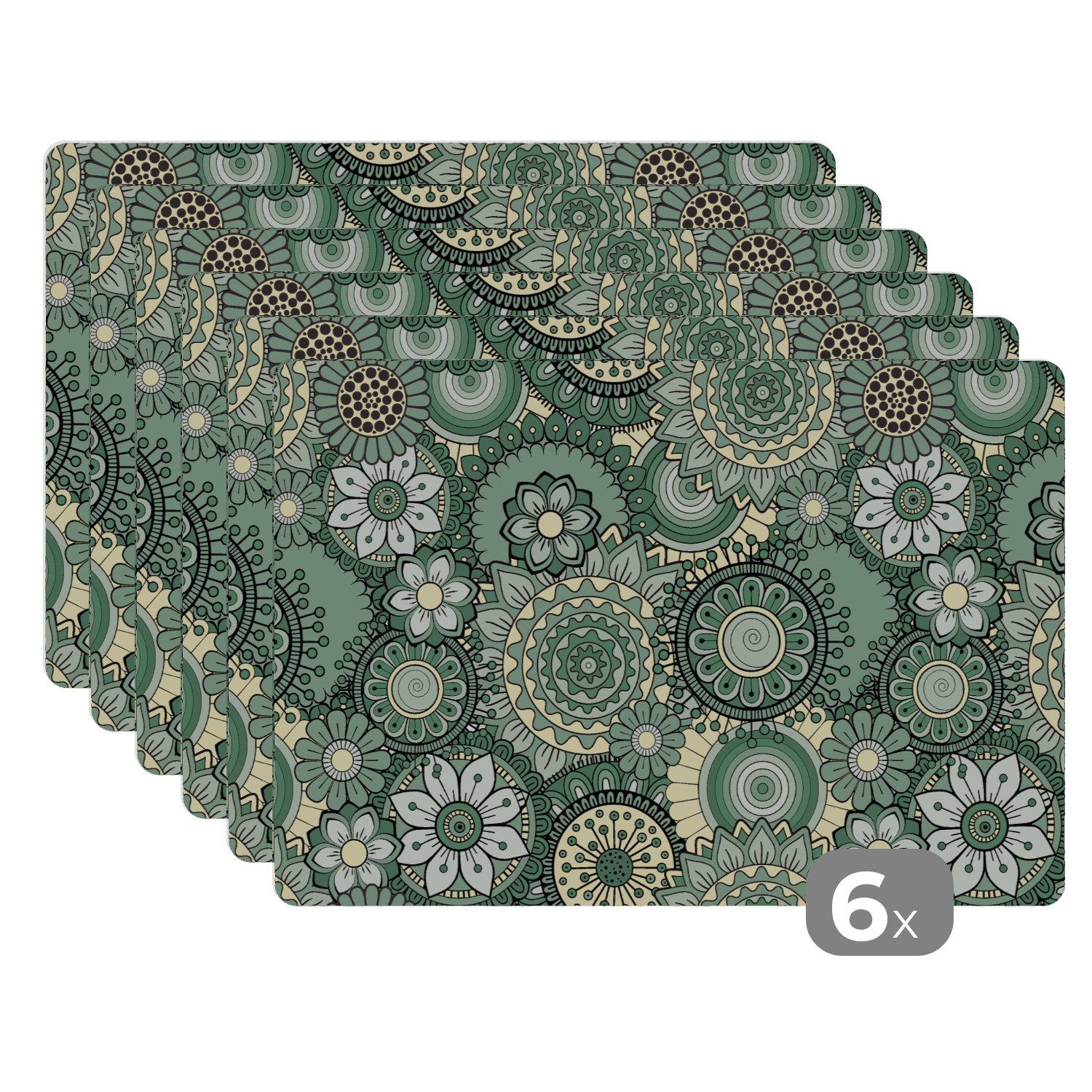 Muchowow Platzset Blumen Grün Muster 6 St Platzset Platzdecken