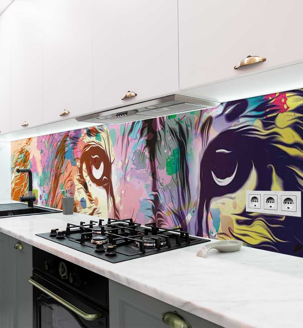 Mymaxxi Dekorationsfolie Küchenrückwand Löwen Graffiti Selbstklebend