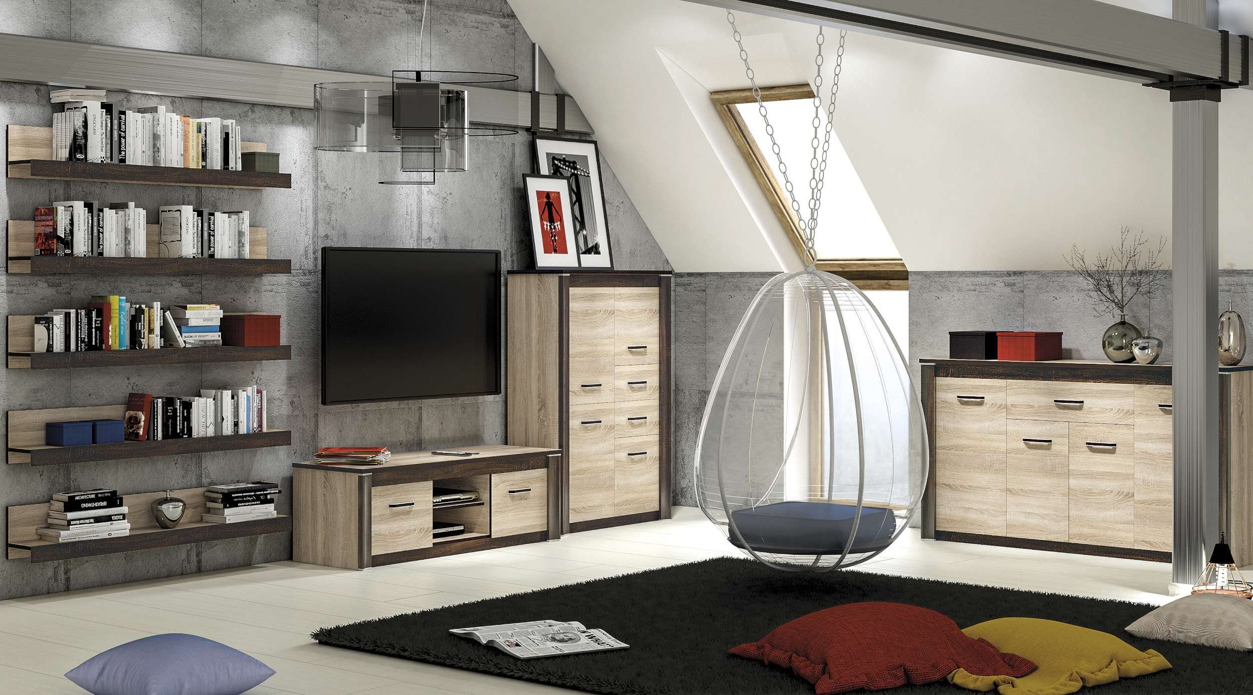 99rooms Wohnwand Olan II Sonoma Eiche
