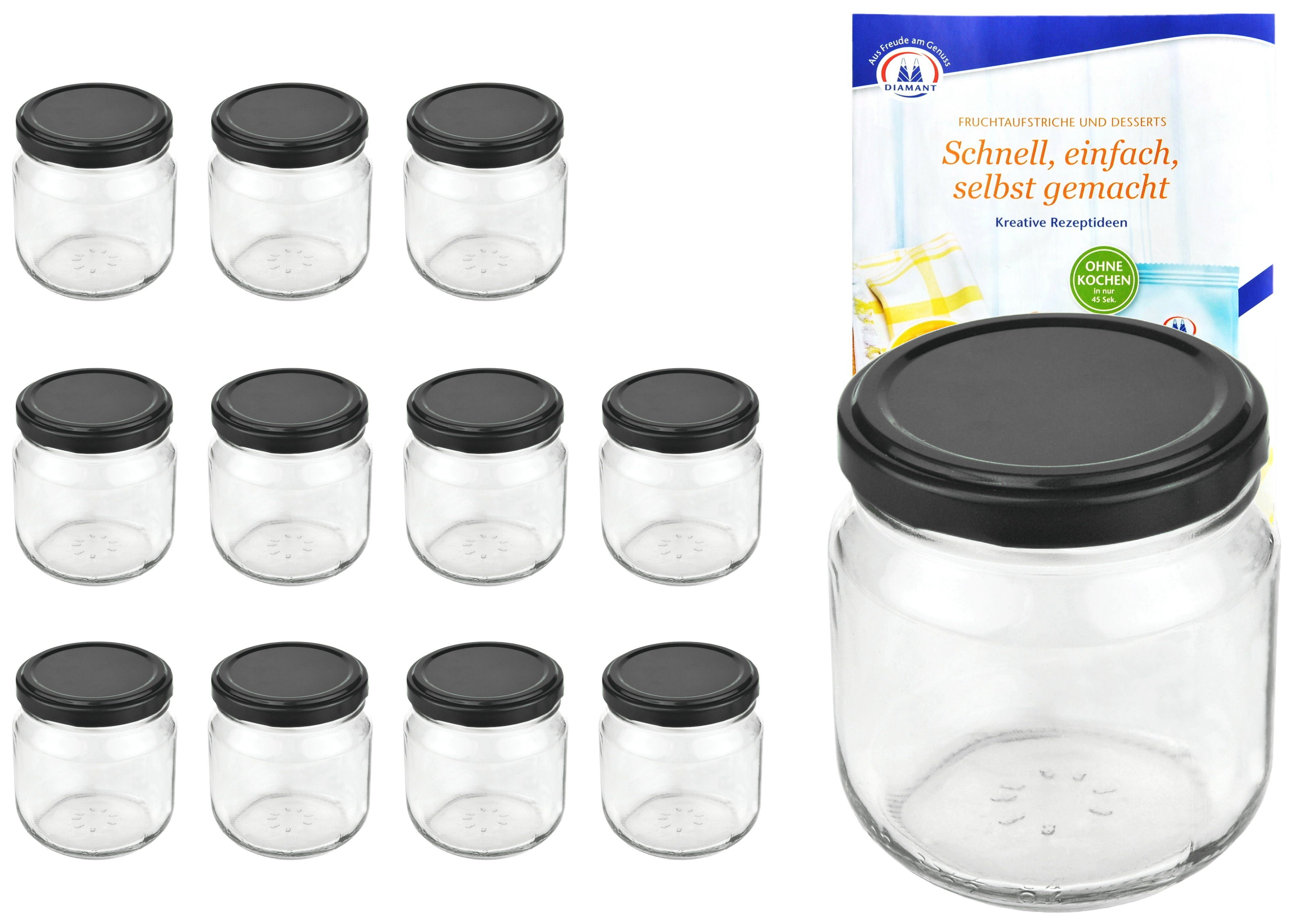 Mambocat Einmachglas 12er Set Rundglas 212 Ml Nieder To 66 Schwarzer