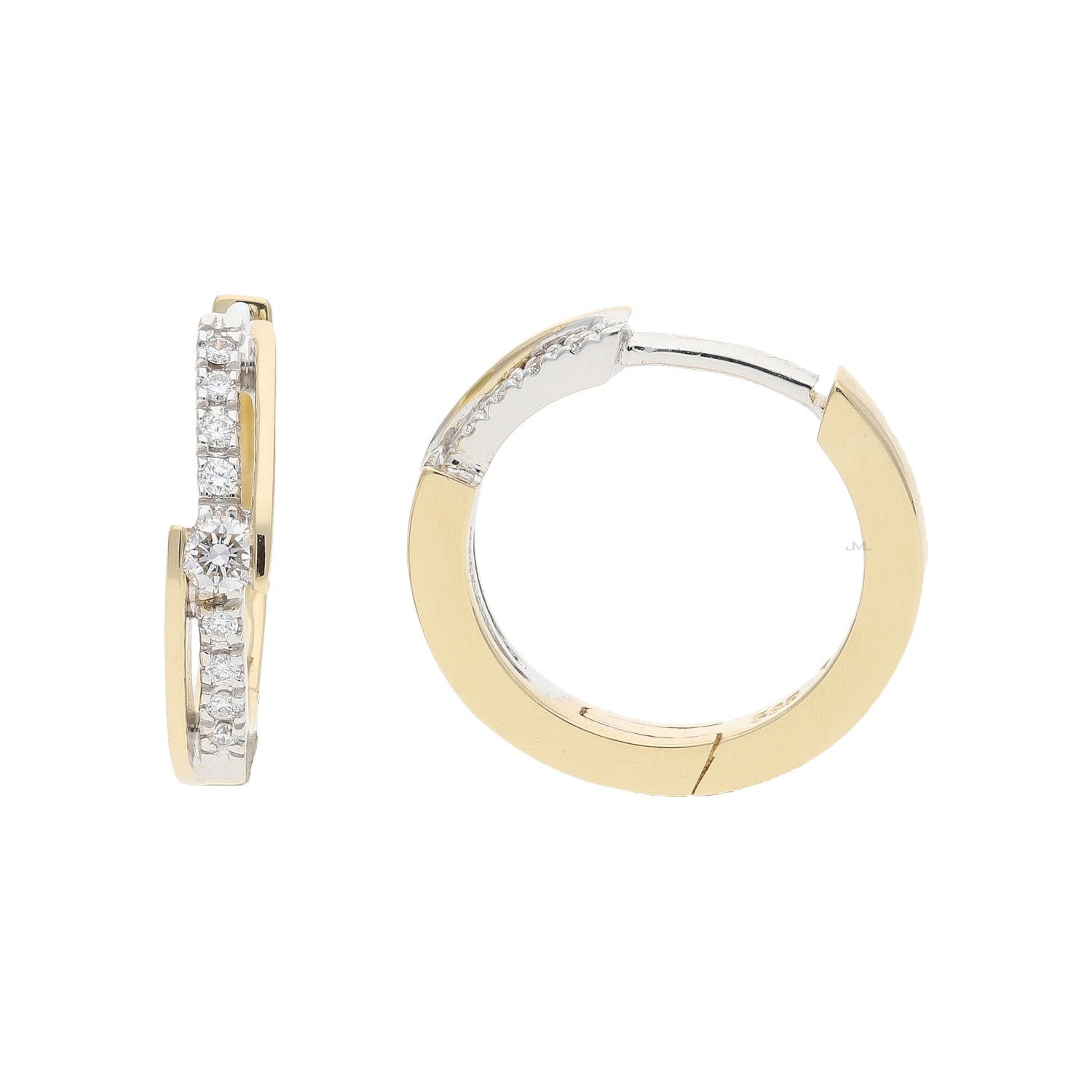 JuwelmaLux Paar Creolen JuwelmaLux Creolen 585/000 (14 Karat) Gold und Weißgold mit Brillanten ...