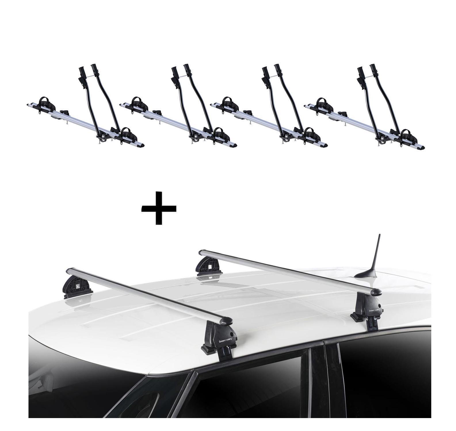 VDP Dachträger, 4x Fahrradträger SAGITTAR + Dachträger VDP EVO ALU kompatibel mit Renault Scenic ...