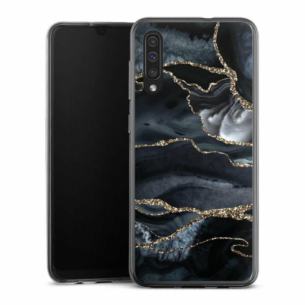 Deindesign Handyhülle Glitzer Look Marmor Trends Dark Marble Gold