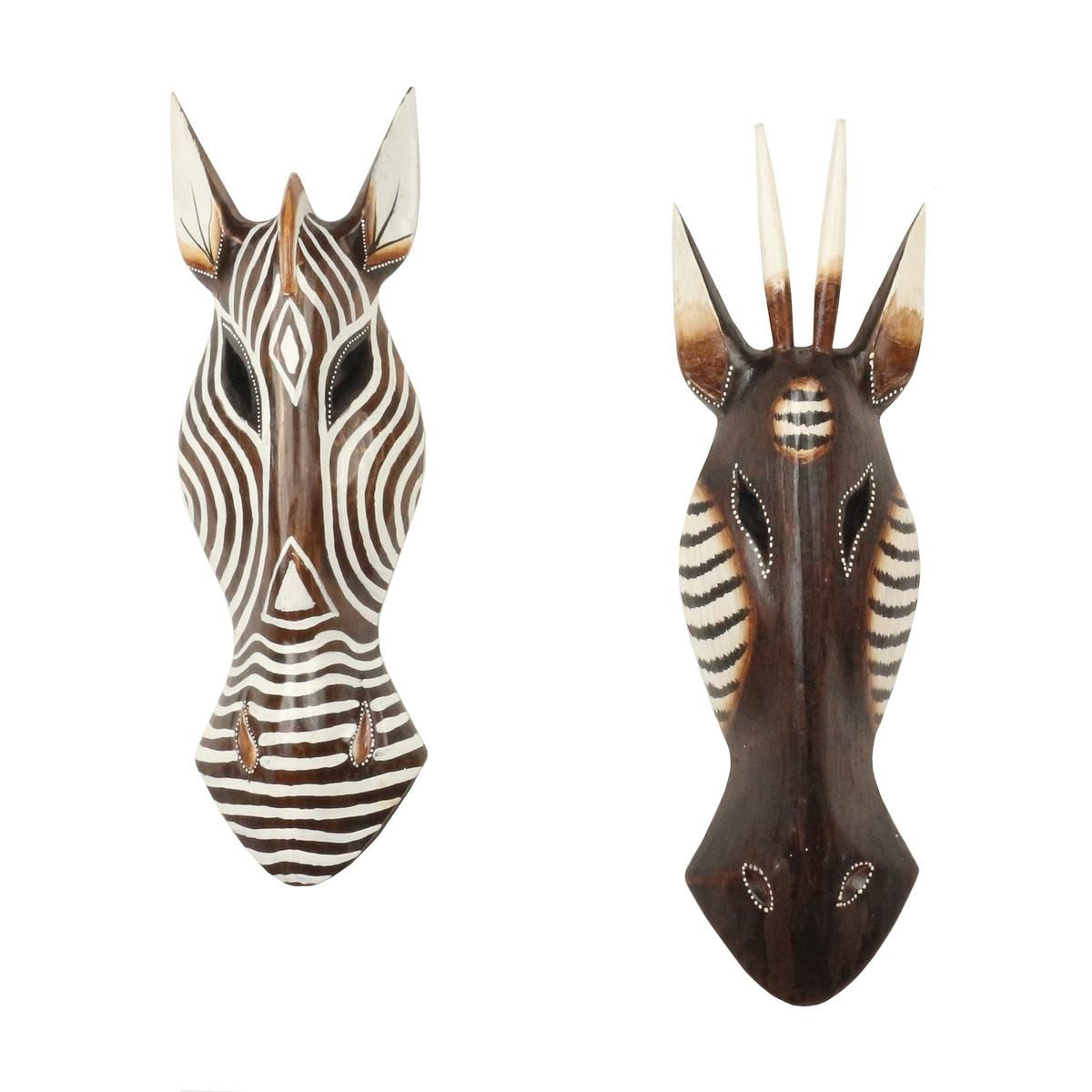 Oriental Galerie Dekofigur 2er Set Wandmasken Afrika Antilope Und Zebra