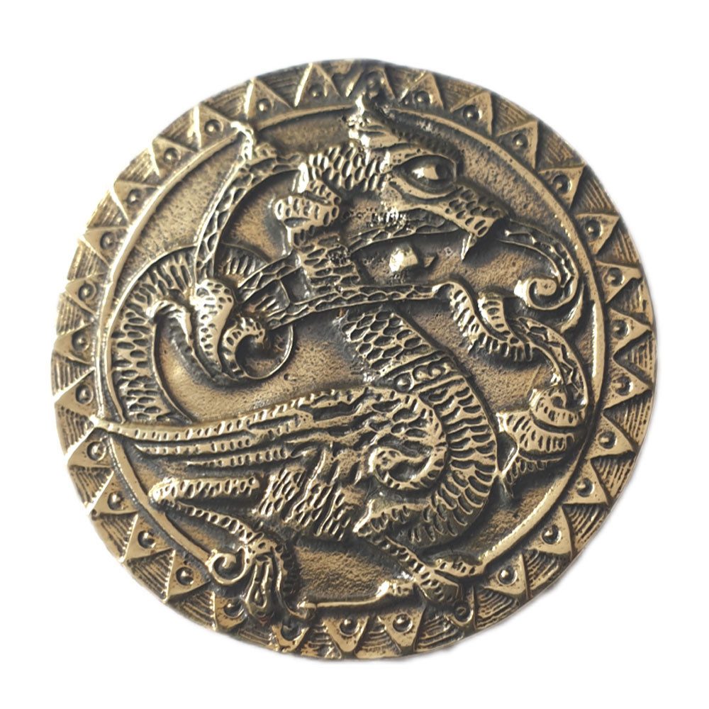HOPLO Kettenanhänger Drache groß Schmuck Anhänger Bronze Messing 32 mm