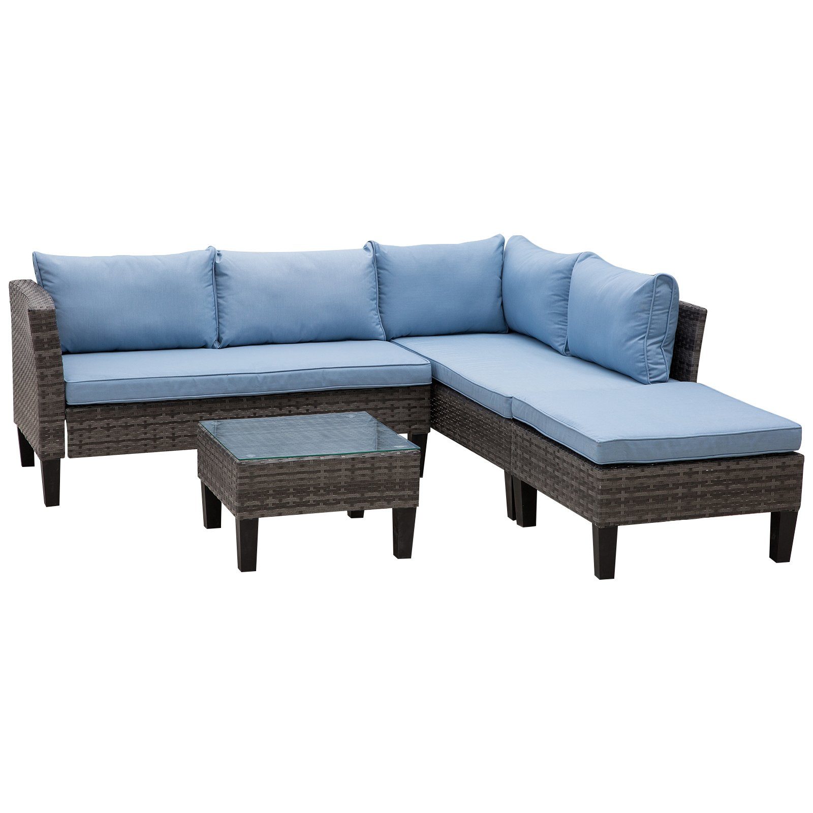 Outsunny Sitzgruppe Rattan Sitzgarnitur, Vielseitig kombinierbar online ...